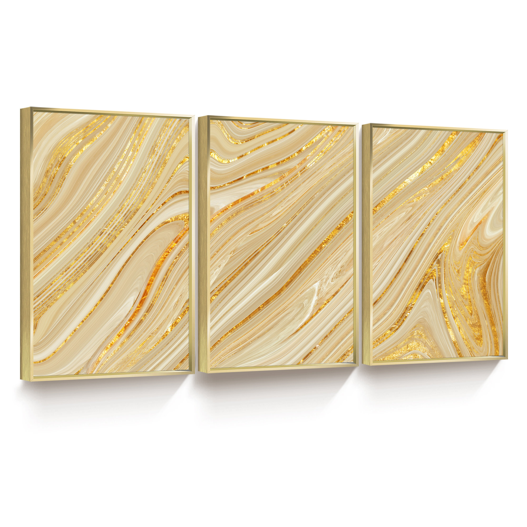 Mercer41 Abstract Framed Wall Art - 3 Piece Picture Aluminum Frame ...