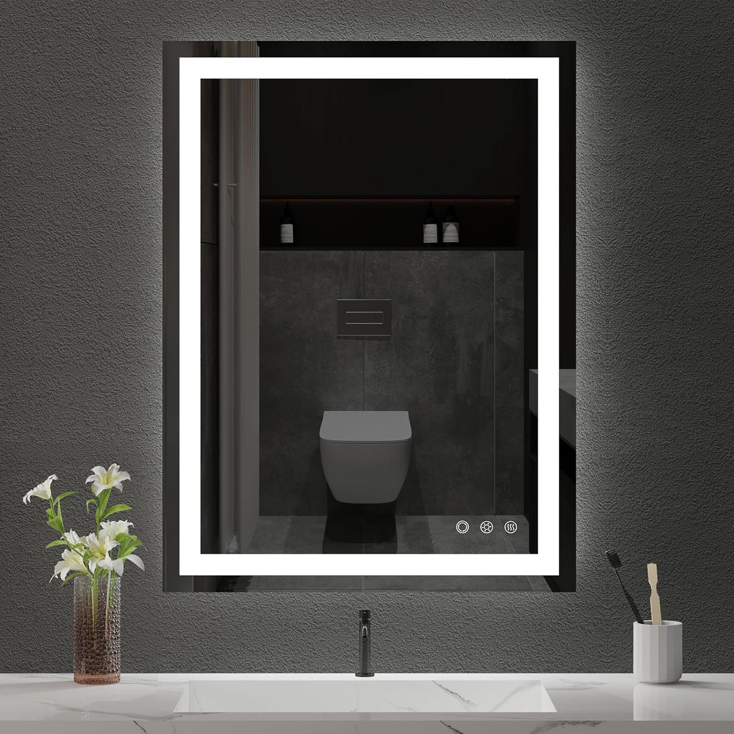 Wrought Studio LED Bathroom Mirror Anti-fog Lighted Wall Mount Mirror ...