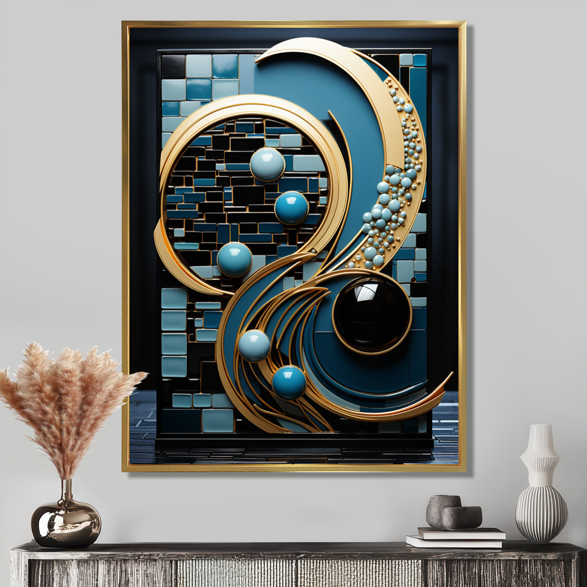 Mercer41 Circular Light Blue Contemporary Art Nouveau - Geometric Wall ...