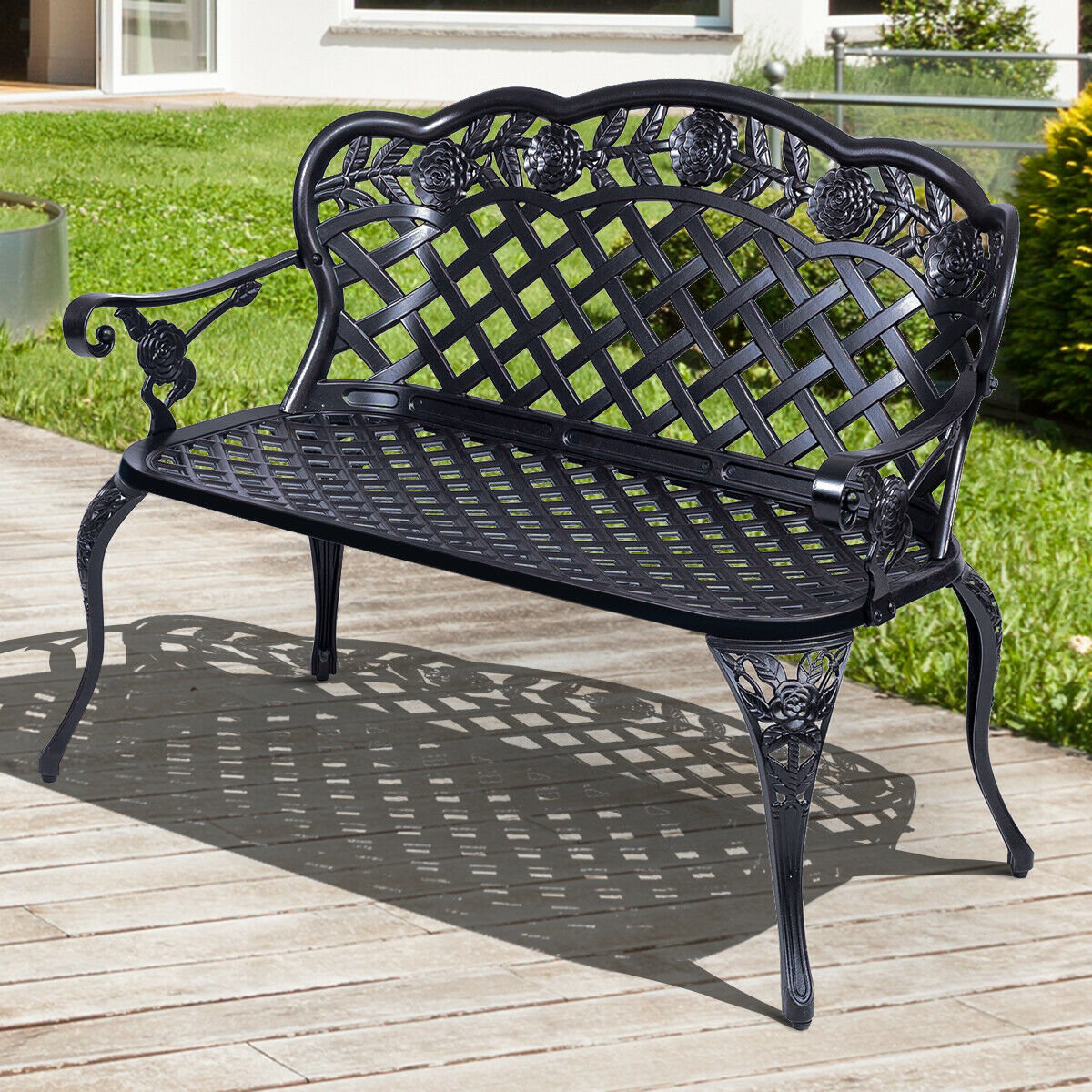 Astoria Grand Shirebrook Cast Aluminum Garden Bench | Wayfair