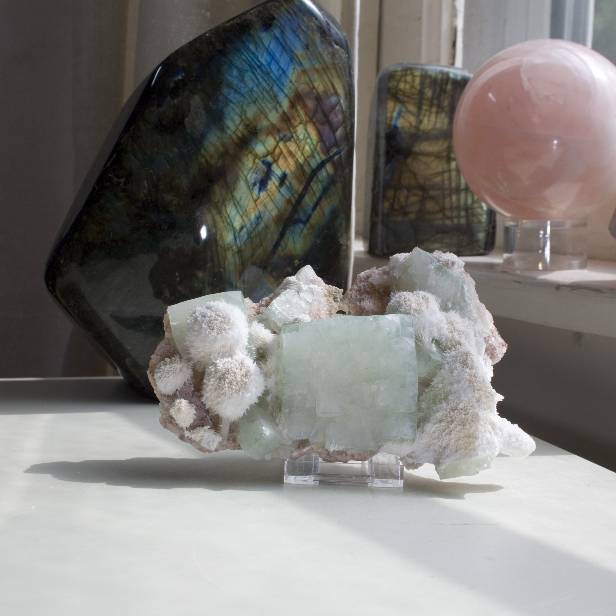 Studio Mineralia Cubic Green Apophyllite with Mordenite | Wayfair