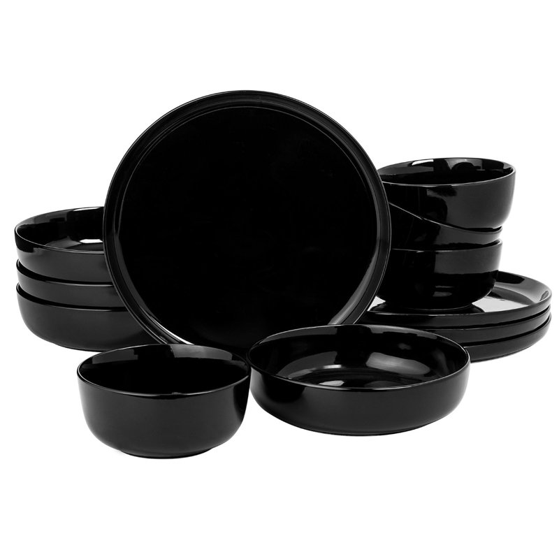 Gibson Home Oslo 12 Piece Porcelain Dinnerware Set - Black & Reviews ...