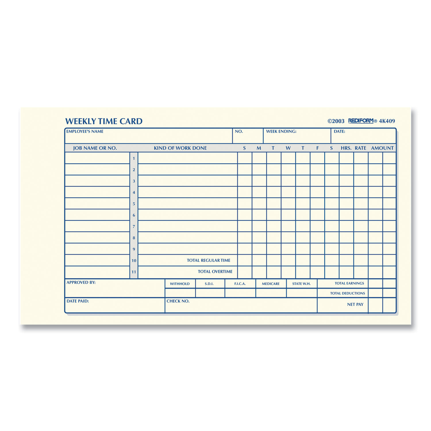 Rediform Office Products Employee Time Card | Wayfair