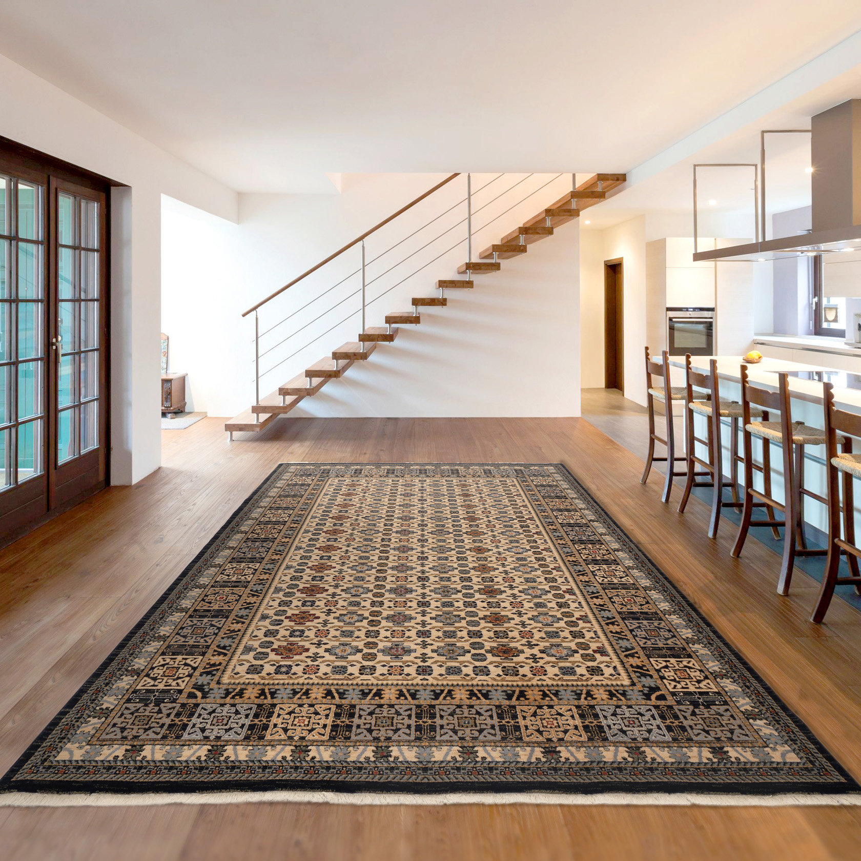 Theko Machine Woven Wool Beige/Black/Brown Indoor Rug | Wayfair.co.uk