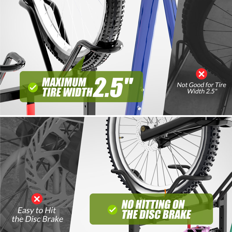 Rebrilliant Mellonie Steel Free-standing Adjustable Bike Rack, 2 Bikes ...