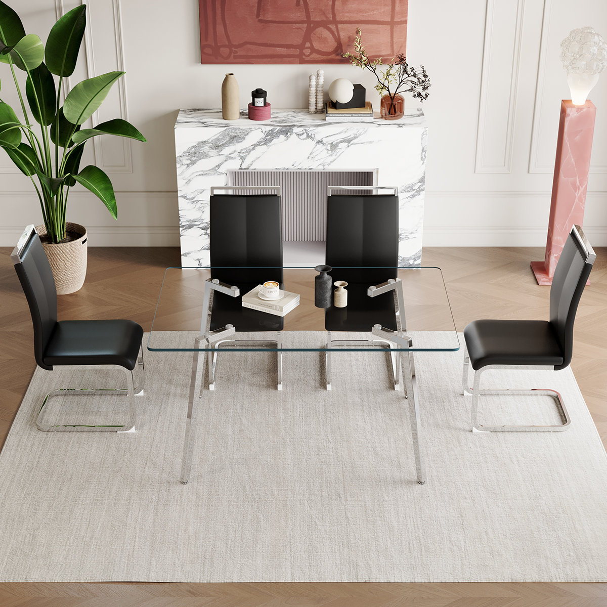 Ivy Bronx Glass Dining Table Set For 6 - Wayfair Canada