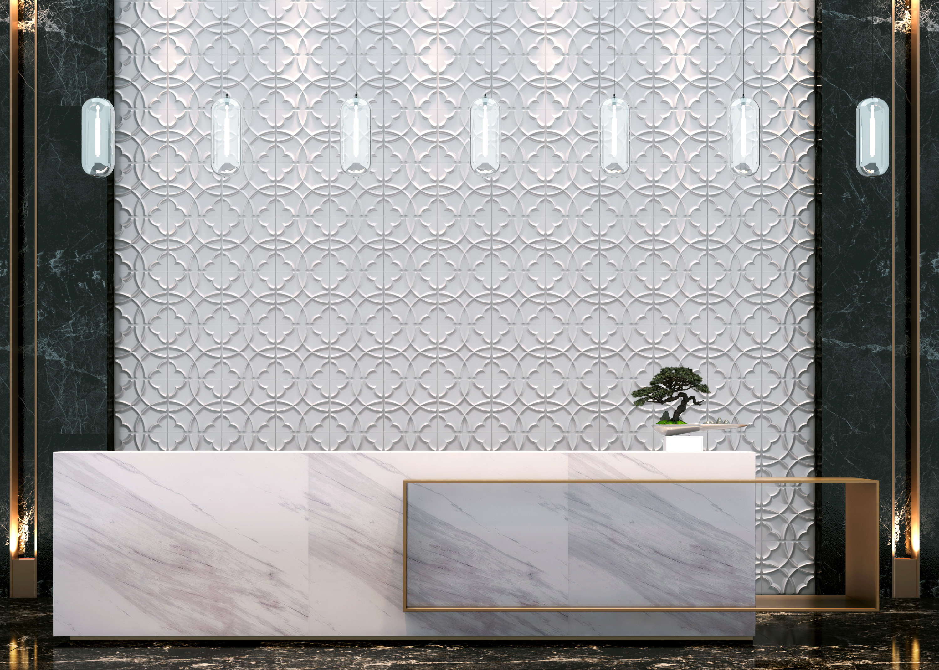 Dundee Deco Paintable Off White Quatrefoil Clover Fibre 3D Wall Panel ...