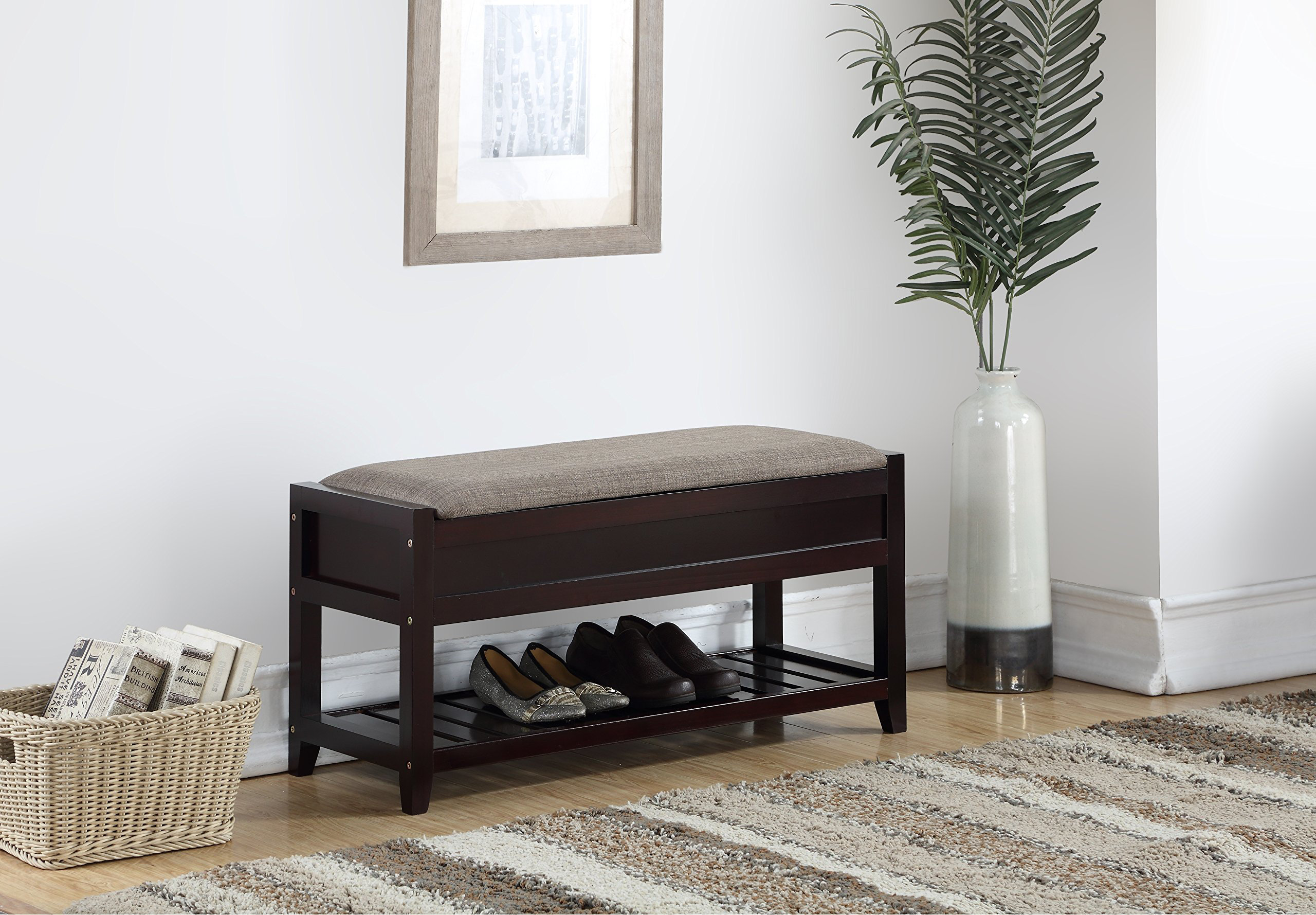 Lark Manor™ Espresso-Colored Bench With Adjustable Seat Cushion And ...