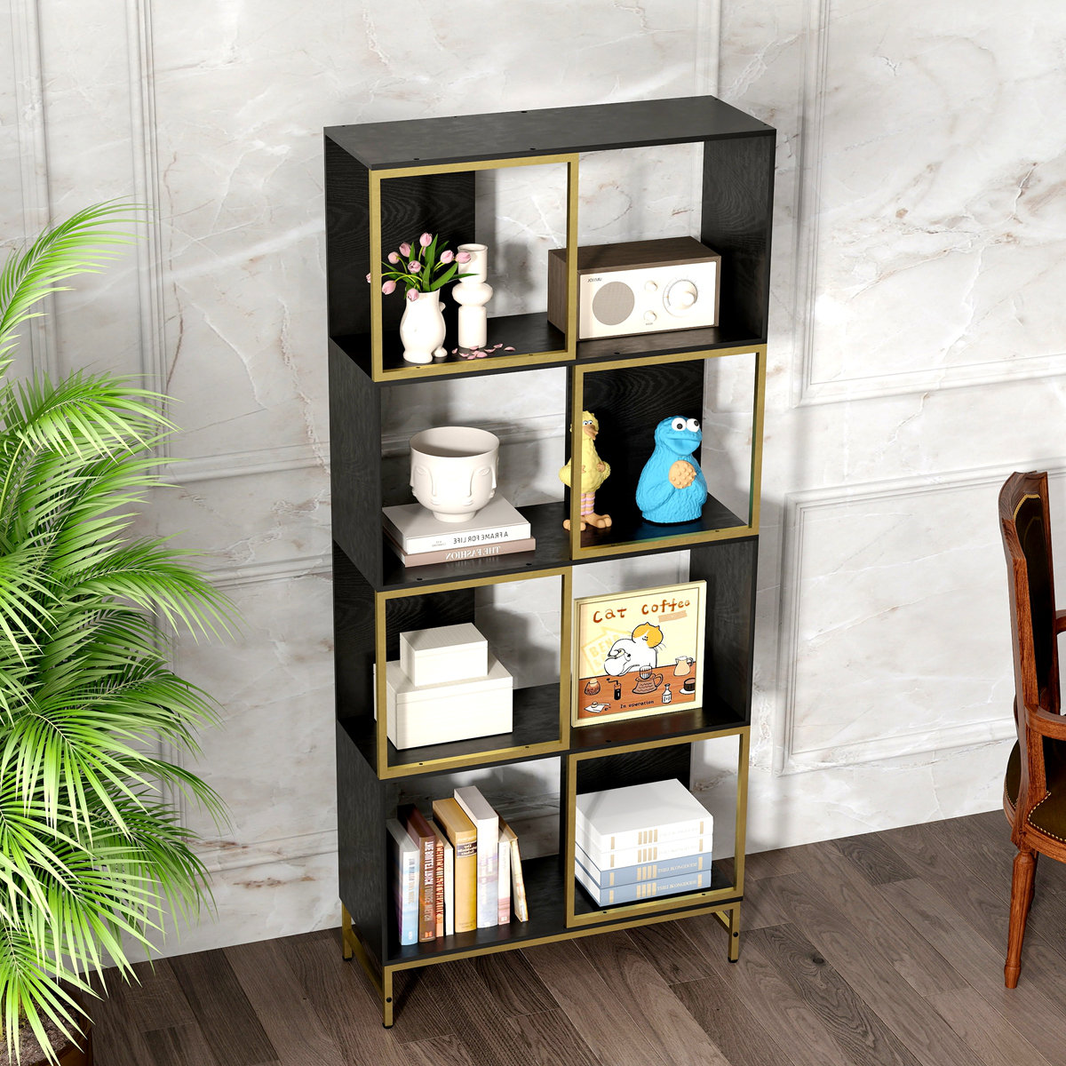 Mercer41 4-Tier Storage Shelves, Bookcase Display Storage Shelf Corner ...