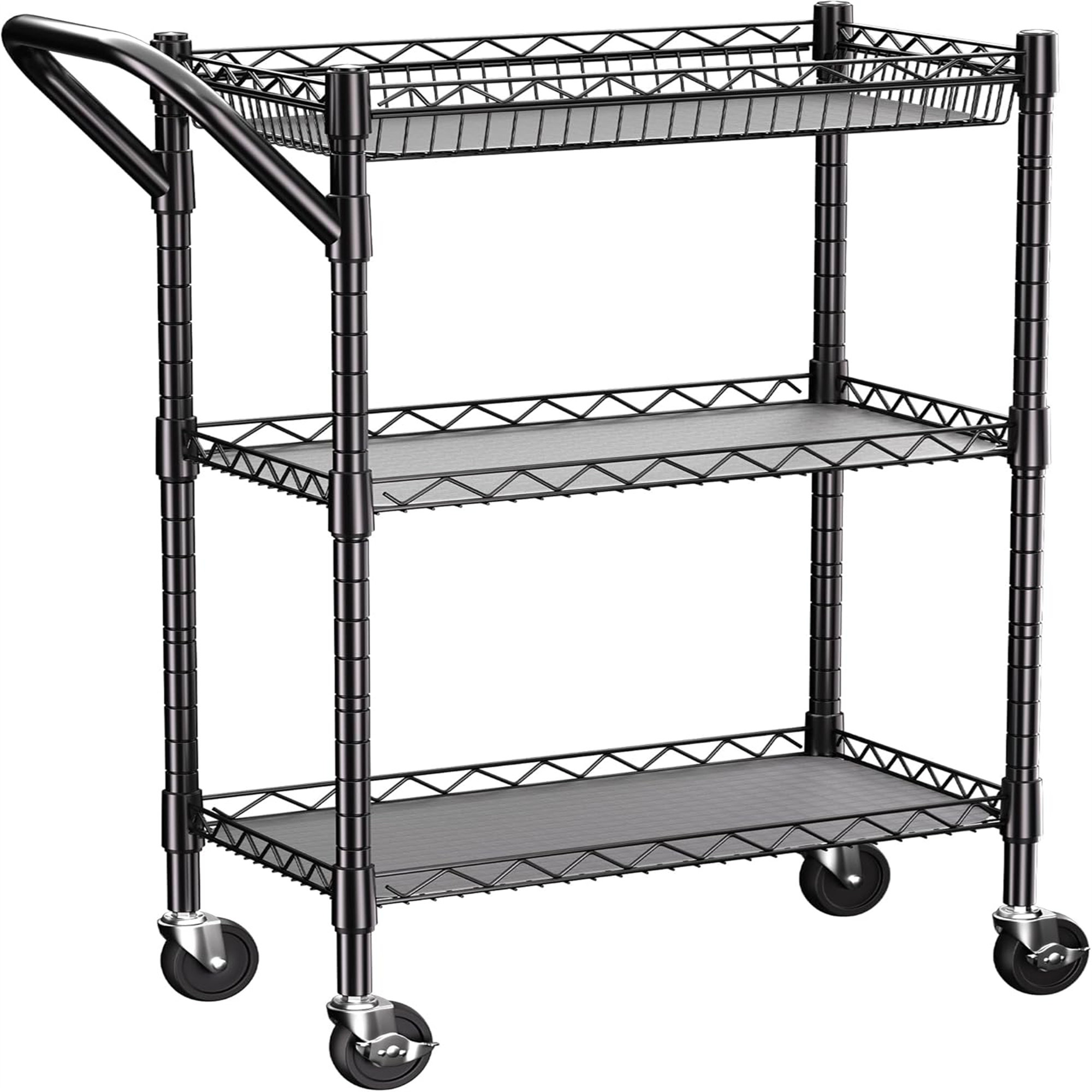 EXEBIL 3 Tier Heavy Duty Rolling Utility Cart, Rolling Cart with ...