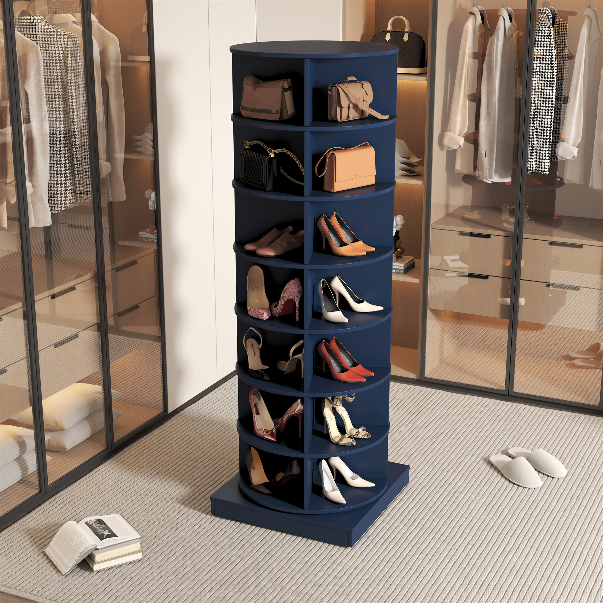 Latitude Run® 360 Rotating Shoe Cabinet 7 Layers | Wayfair