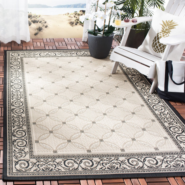 Wade Logan® Arneshia Oriental Ivory/Black Indoor / Outdoor Area Rug ...