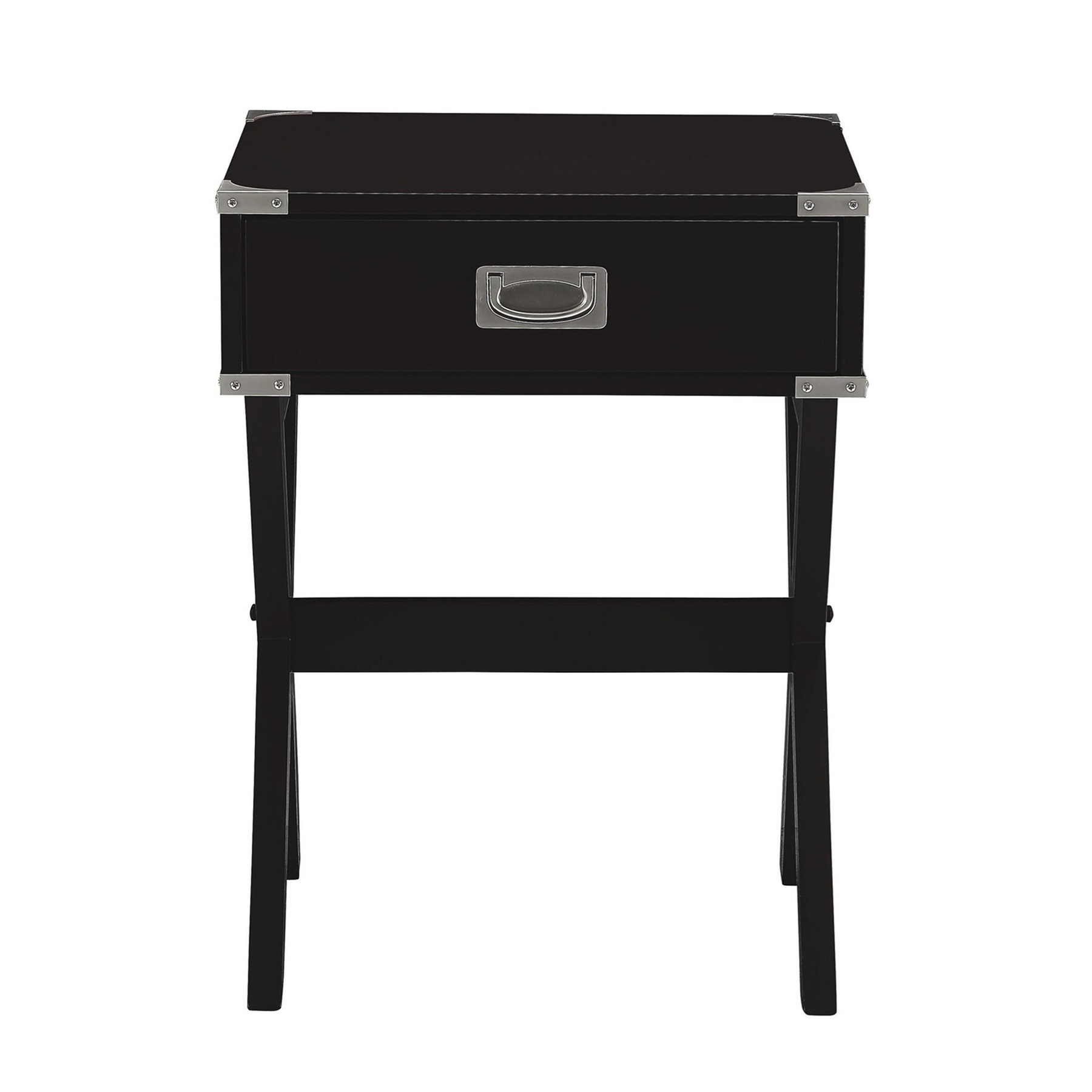 Latitude Run® Square Black Side Table, Metal Corners, Kd, Wooden Top ...