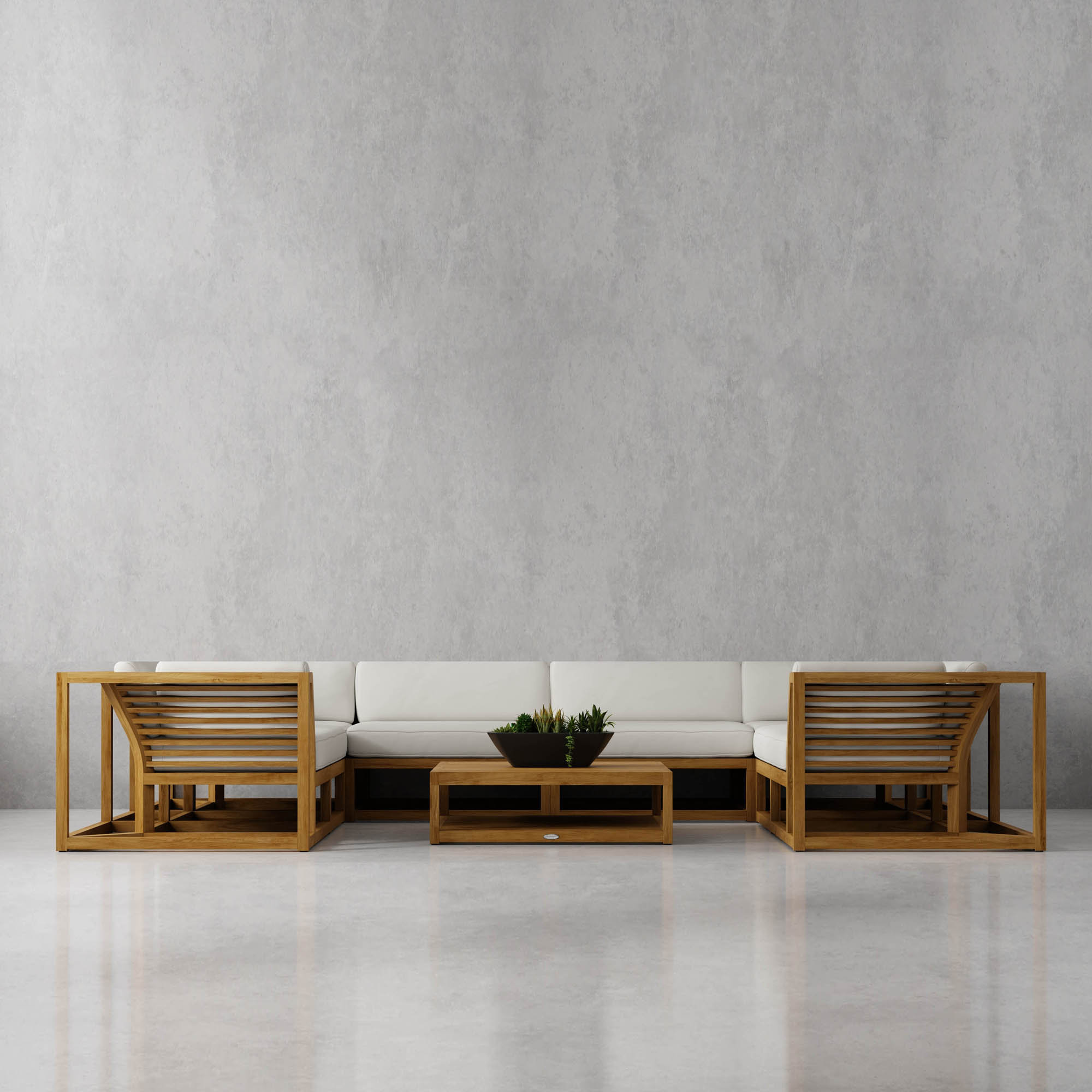Westminster Teak 106" Wide Sunbrella® Symmetrical Modular Sofa & Chaise ...