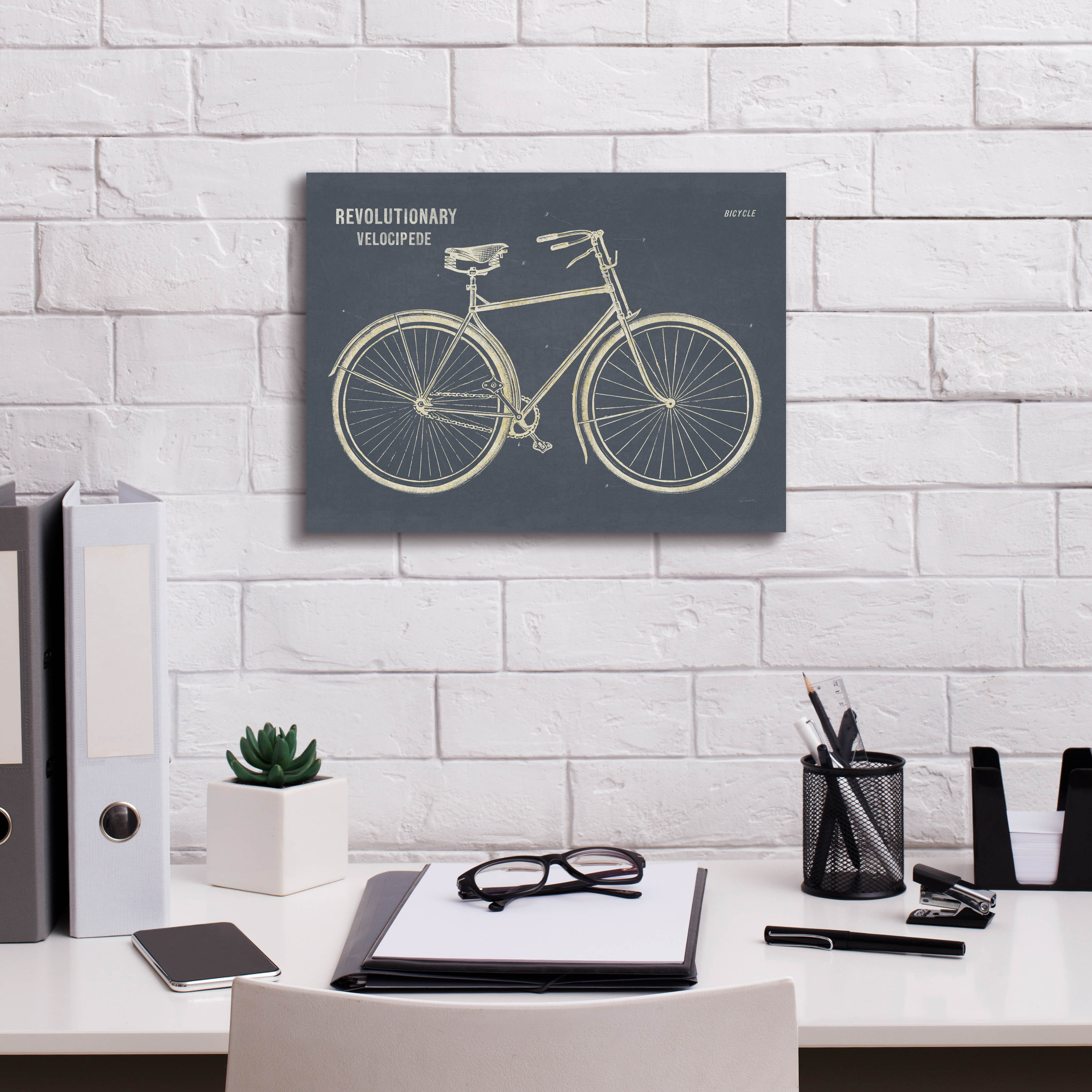Williston Forge 'Blueprint Bicycle Flipped Gray' by Sue Schlabach ...
