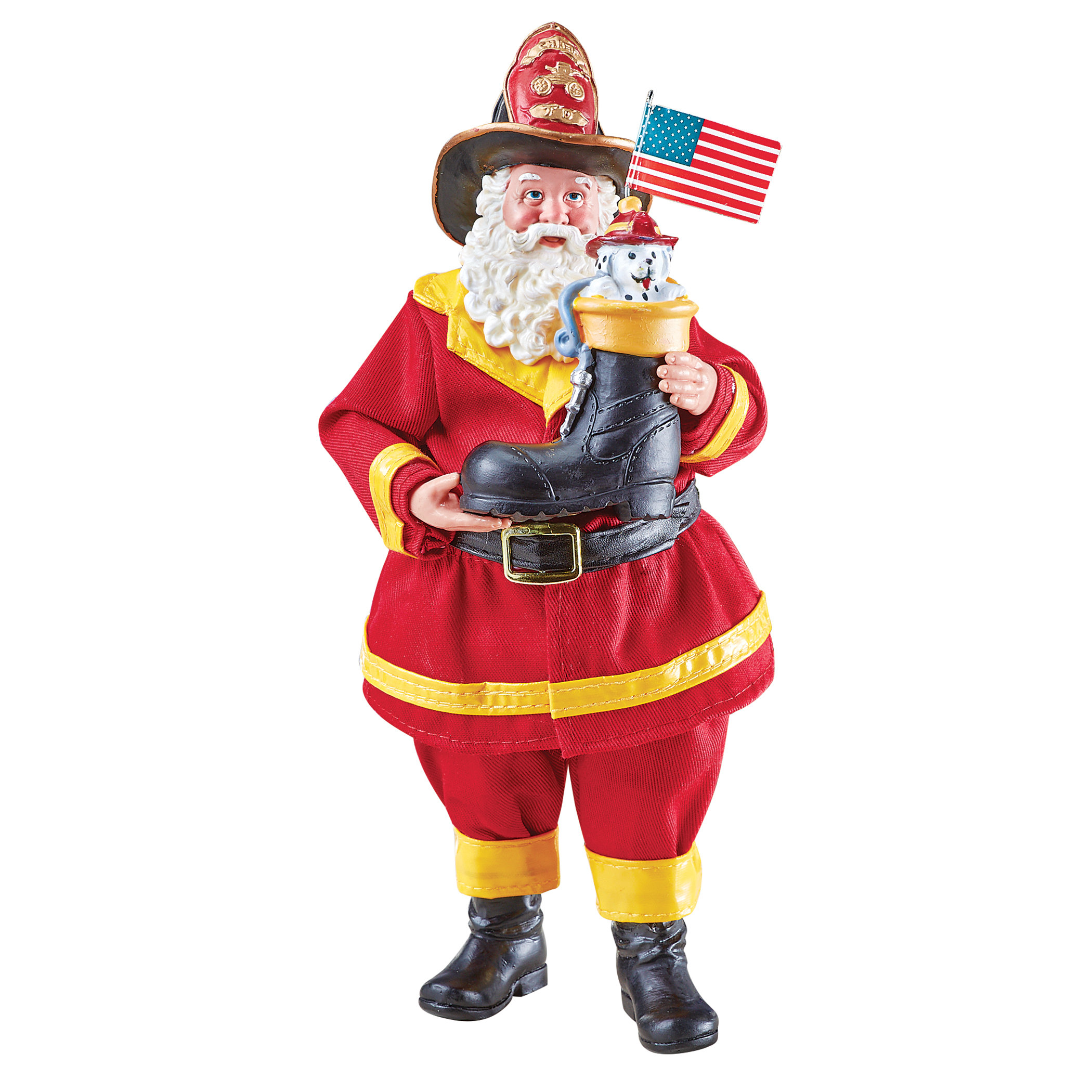 The Holiday Aisle® Firefighter Santa Claus Tabletop Decoration | Wayfair