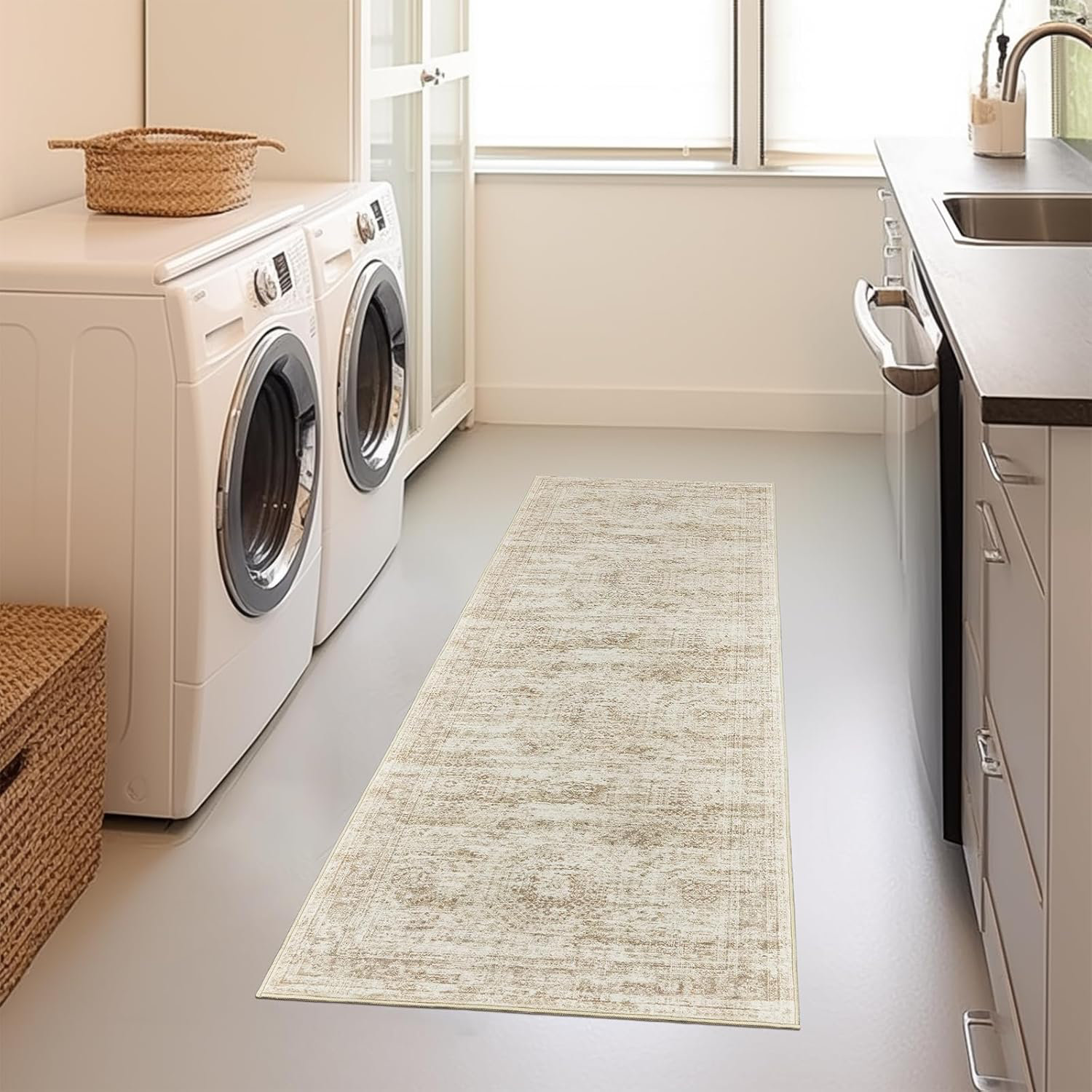 Williston Forge Soft Abstract Kitchen Runner Rug Non Slip | Wayfair