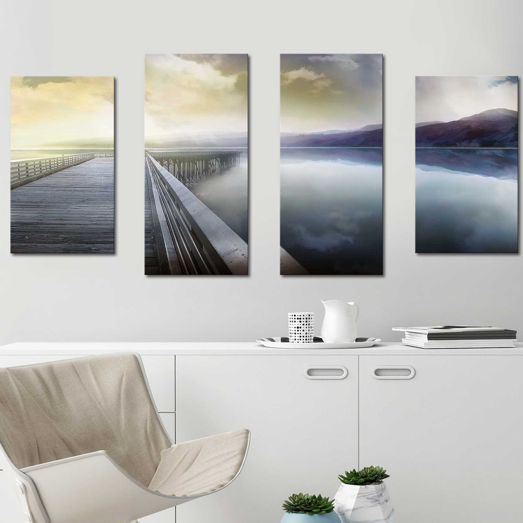 Highland Dunes 'Hazy Morning' Acrylic Painting Print Multi-Piece Image ...