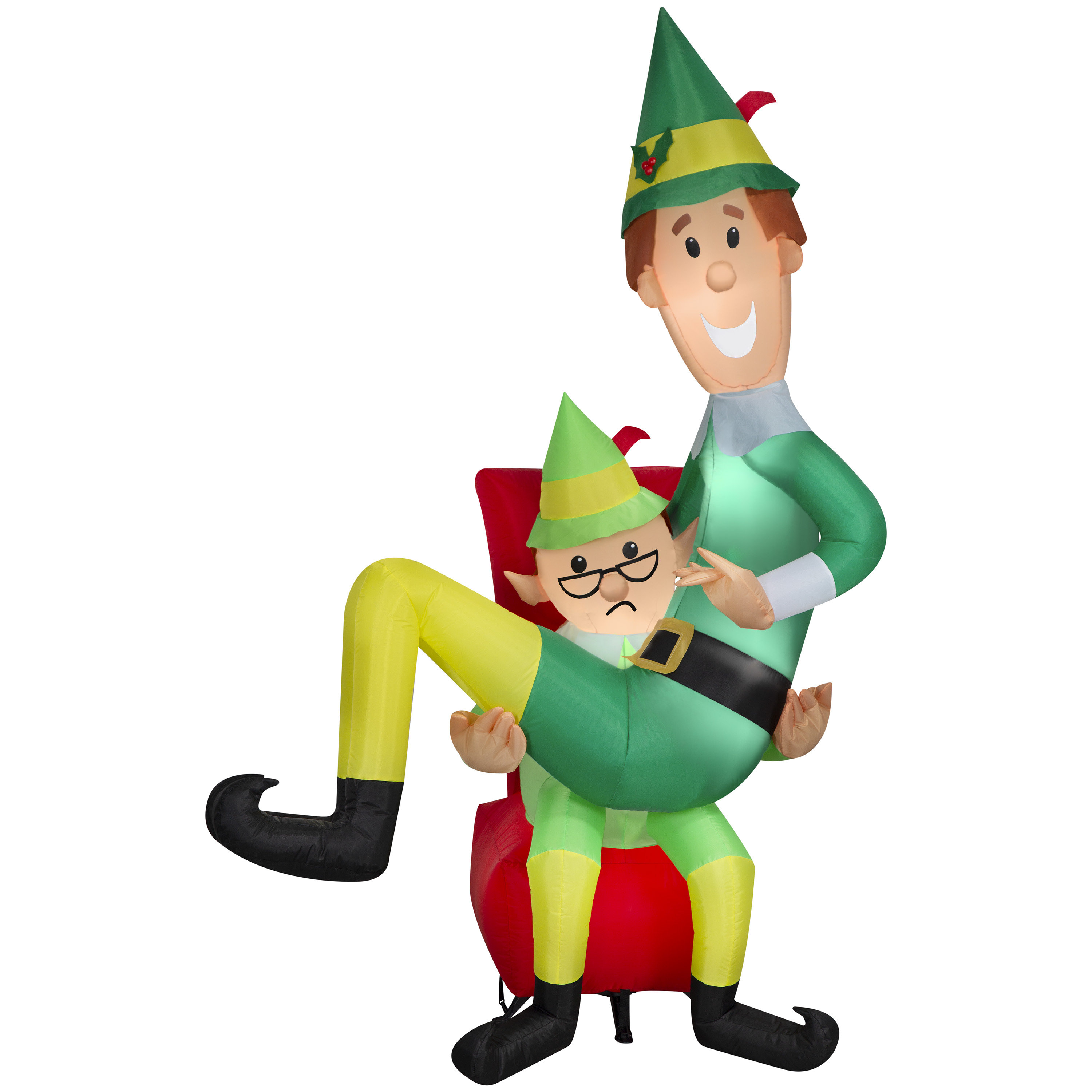 Gemmy Industries Christmas Inflatable Buddy the Elf on Papa Elf's Lap ...