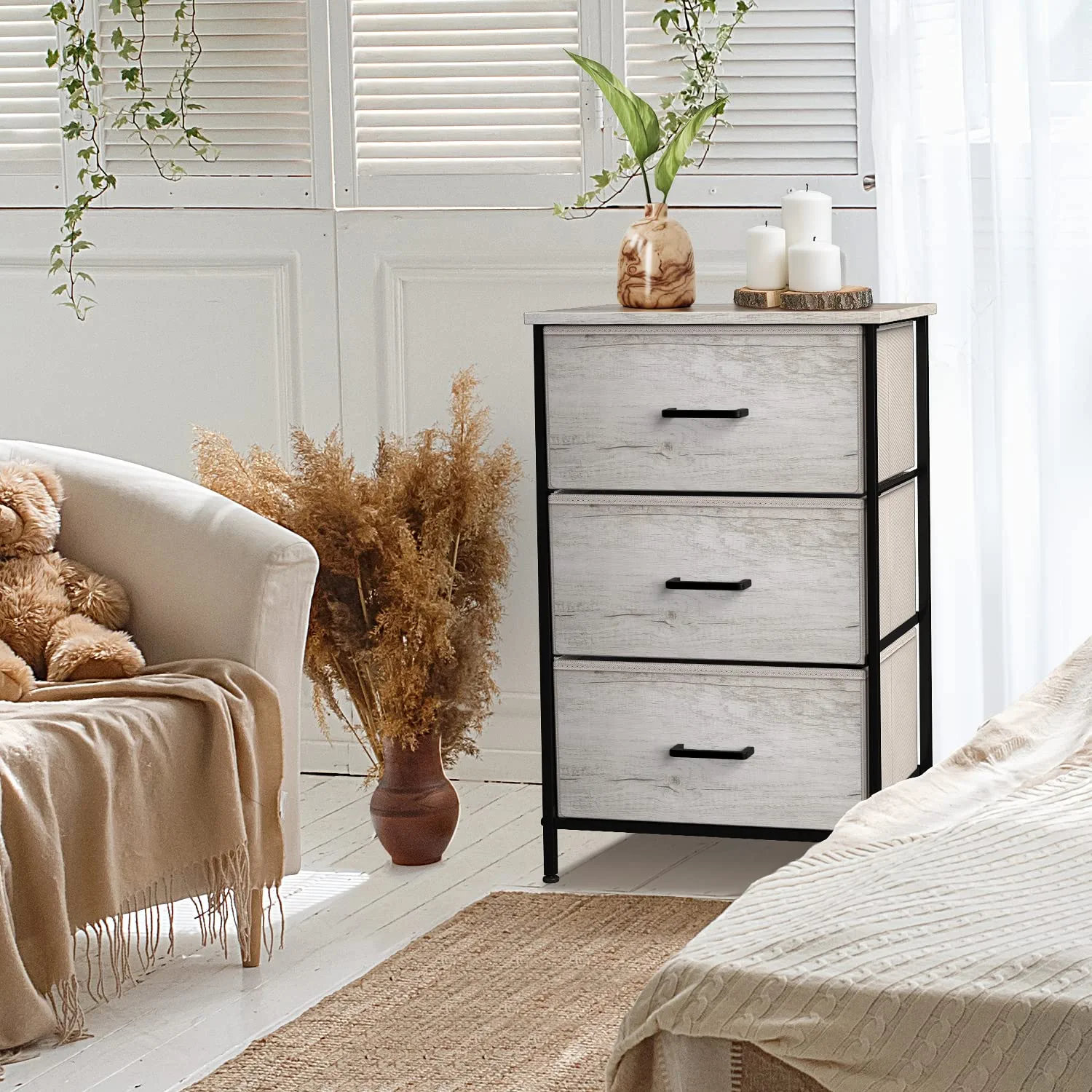 Sorbus Dresser With 3 Faux Wood Drawers - Storage Unit Organizer Chest ...