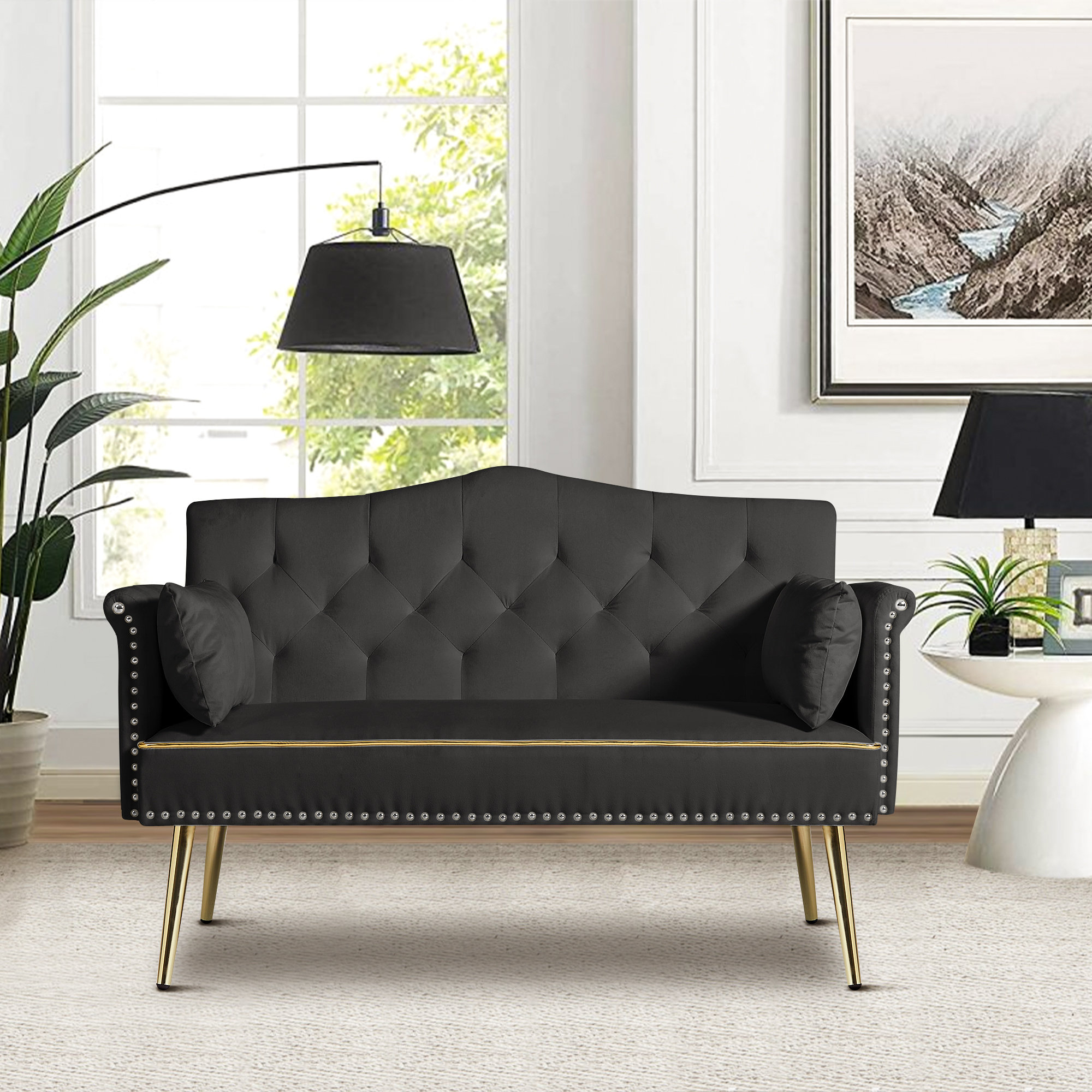 House of Hampton® 2 Seat Upholstery Sofa With Tufted Upholstery And ...