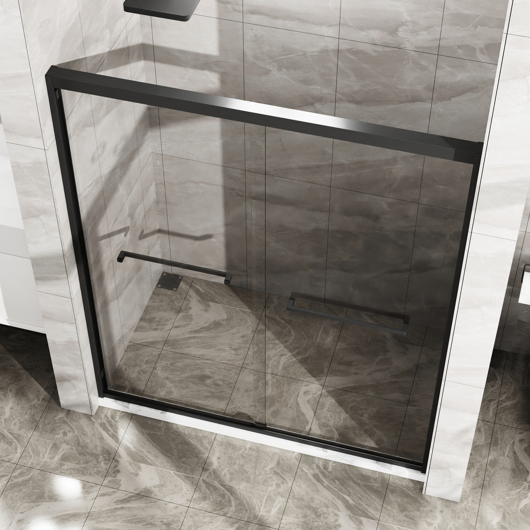 TUOXIN Double Sliding Shower Door 60"x72" - Tempered Glass, Matte Black ...