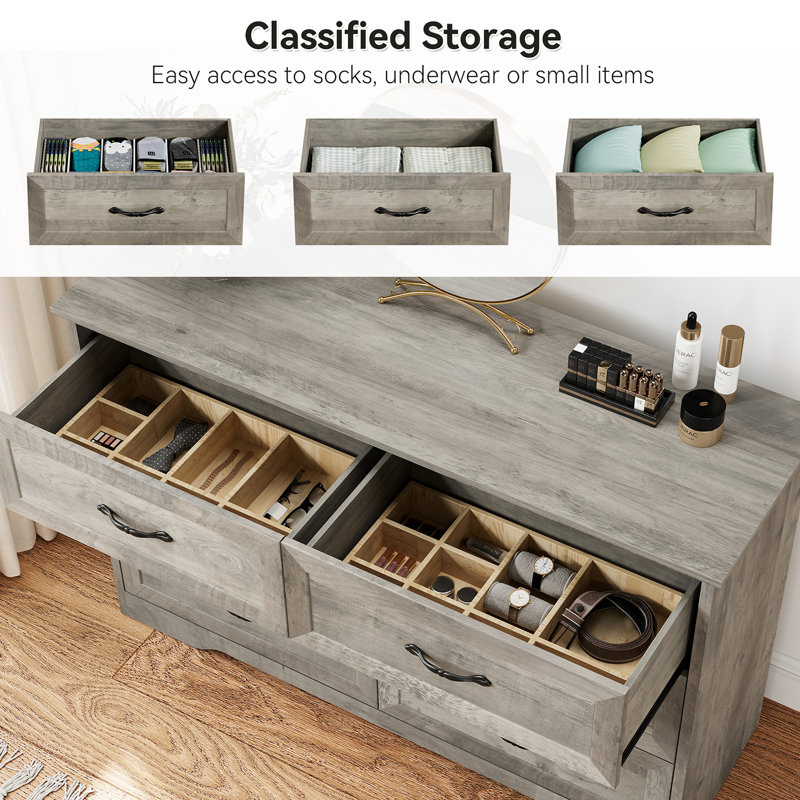 Millwood Pines Ahlina 6 Drawer 47.2" W Double Dresser & Reviews | Wayfair