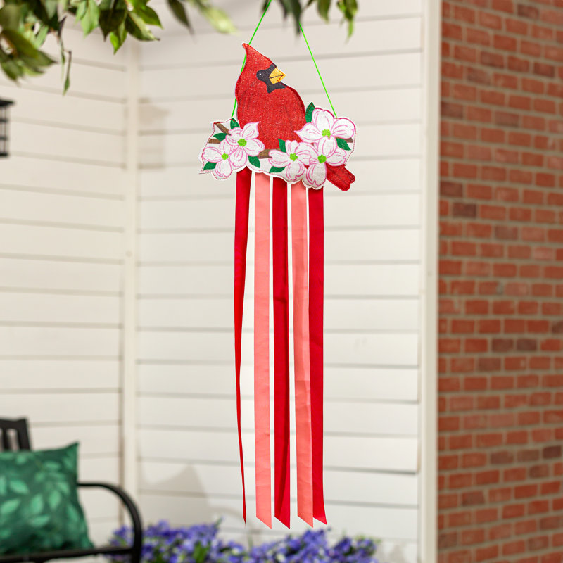 The Holiday Aisle® Spring Swinging Cardinal Shaped Fabric Wind Spinner ...