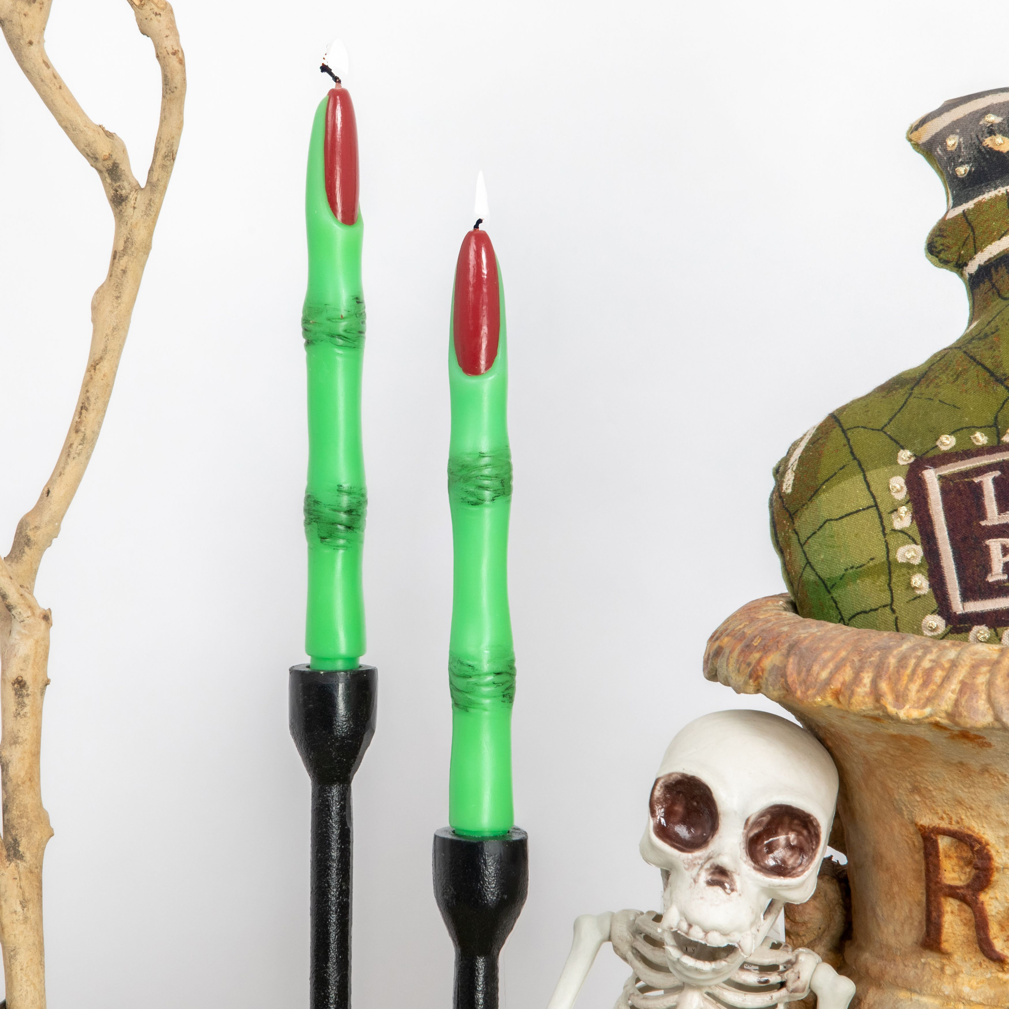 Bungalow Rose Unscented Witch Finger Shaped Taper Candles | Wayfair