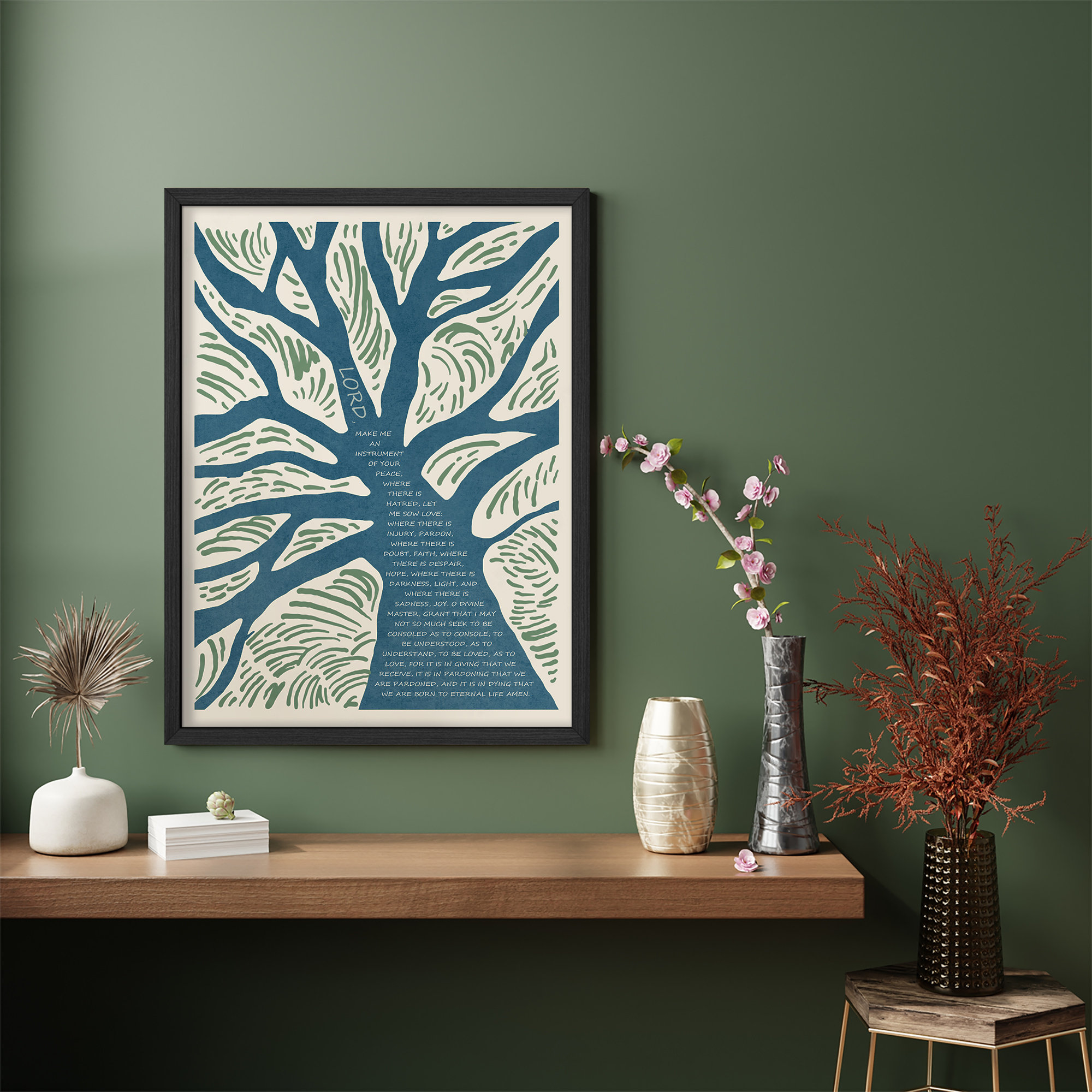 SIGNLEADER Framed Inspirational Tree Quote Wall Art, Folk Art Style ...