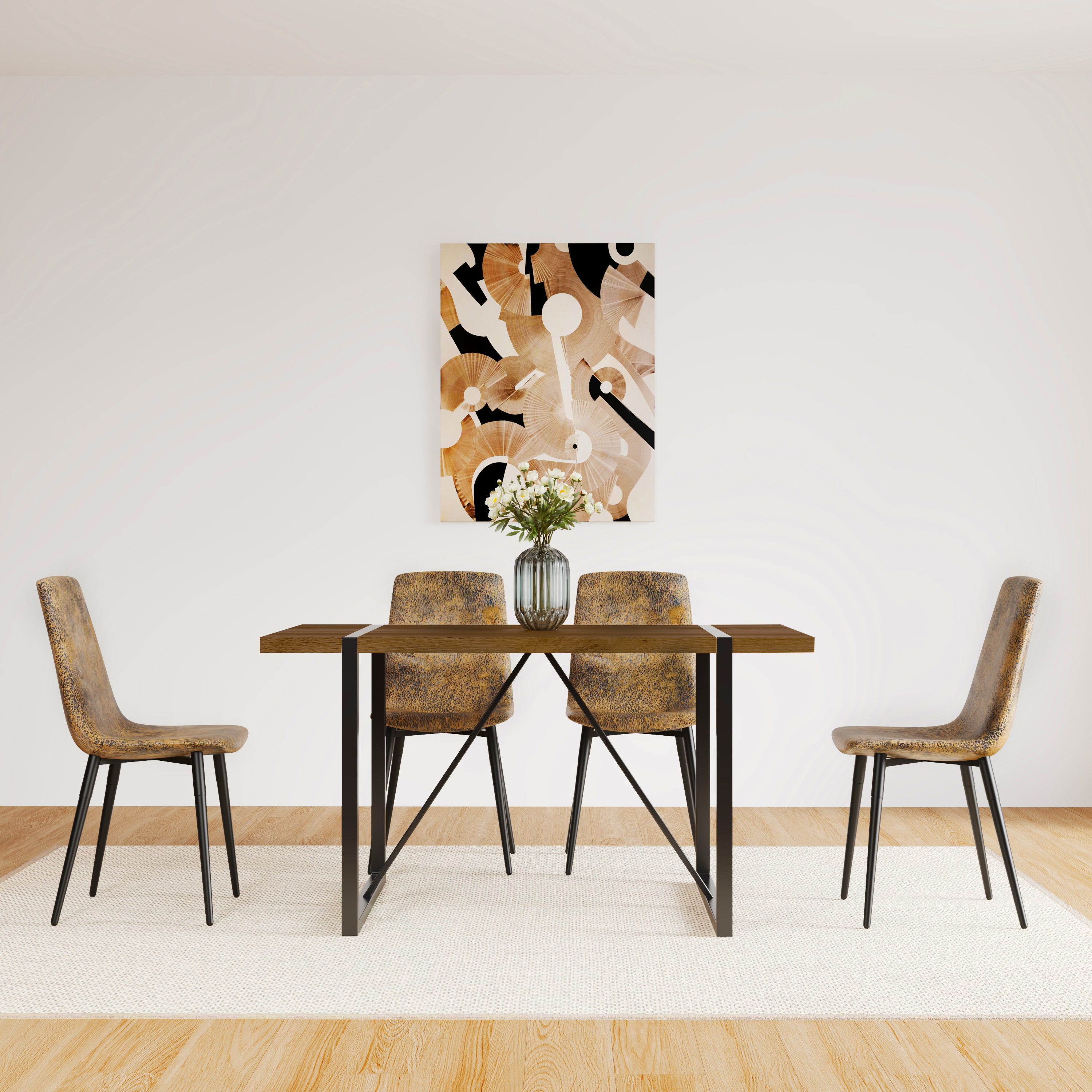 17 Stories MDF Walnut Colour Dining Table And Modern Dining Chairs Set ...