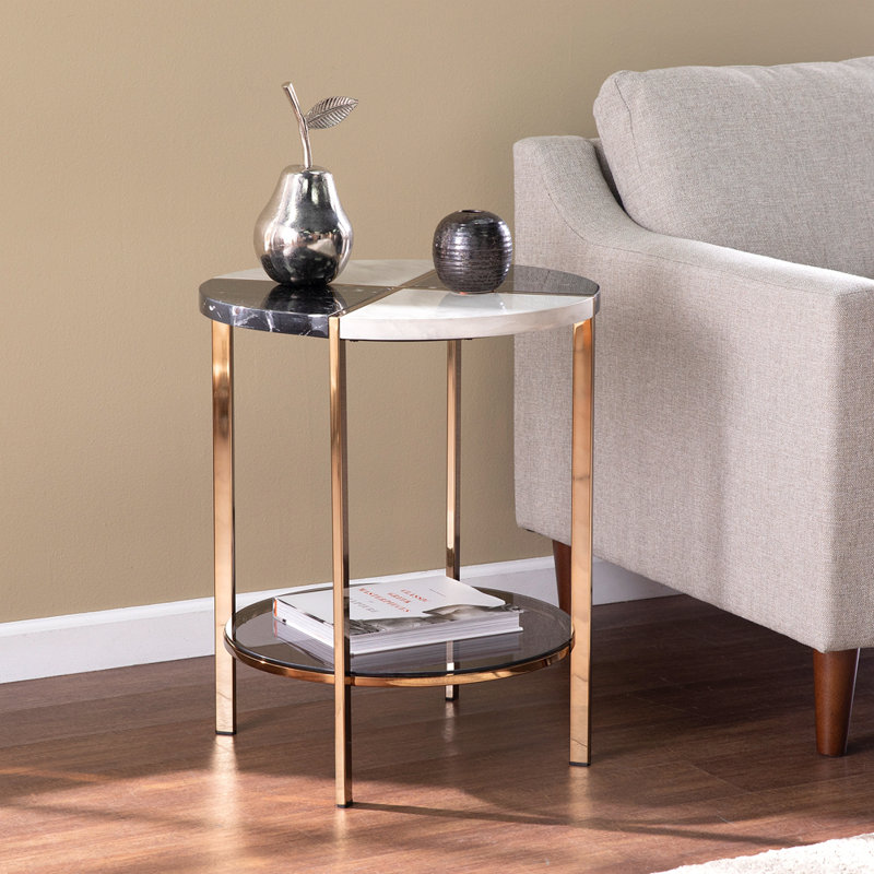Mercer41 Round Faux Marble End Table | Wayfair