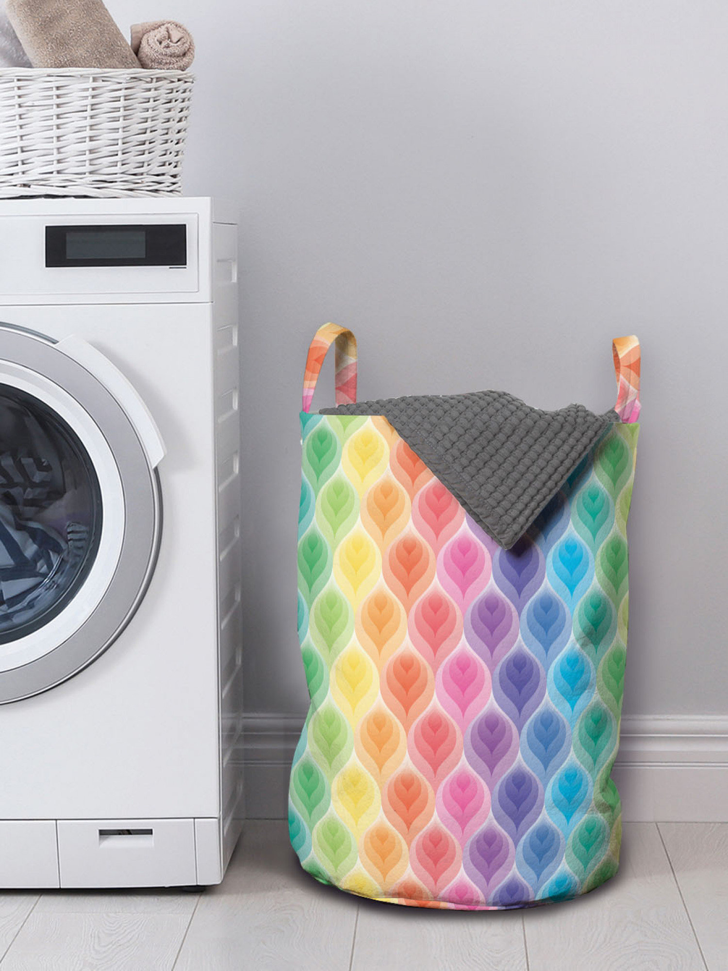East Urban Home Geometric Laundry Bag, Rainbow Colored Ornamental ...