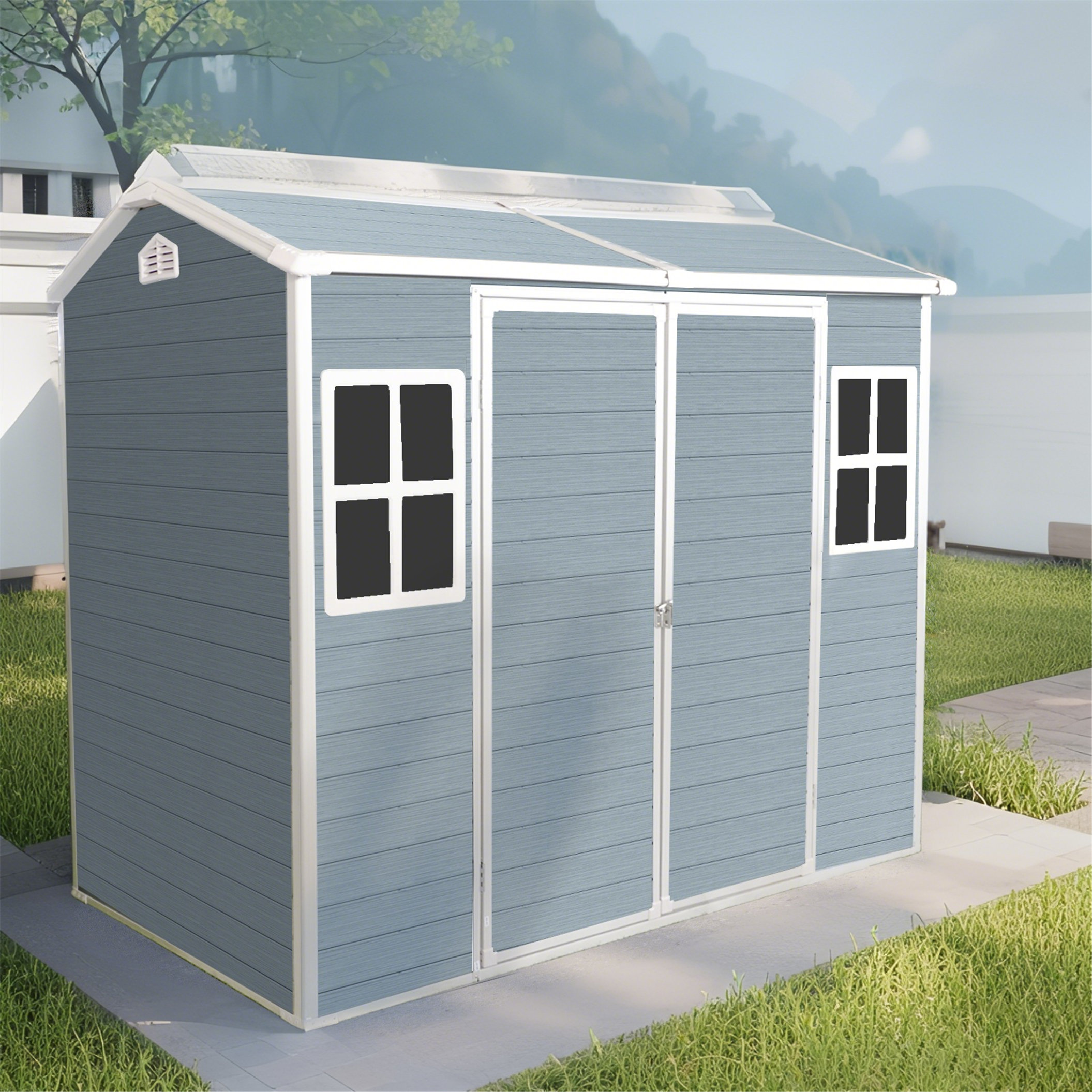 Modern Escapes Decor Outdoor 8ft×4ft Resin Weather-Resist Storage Shed ...