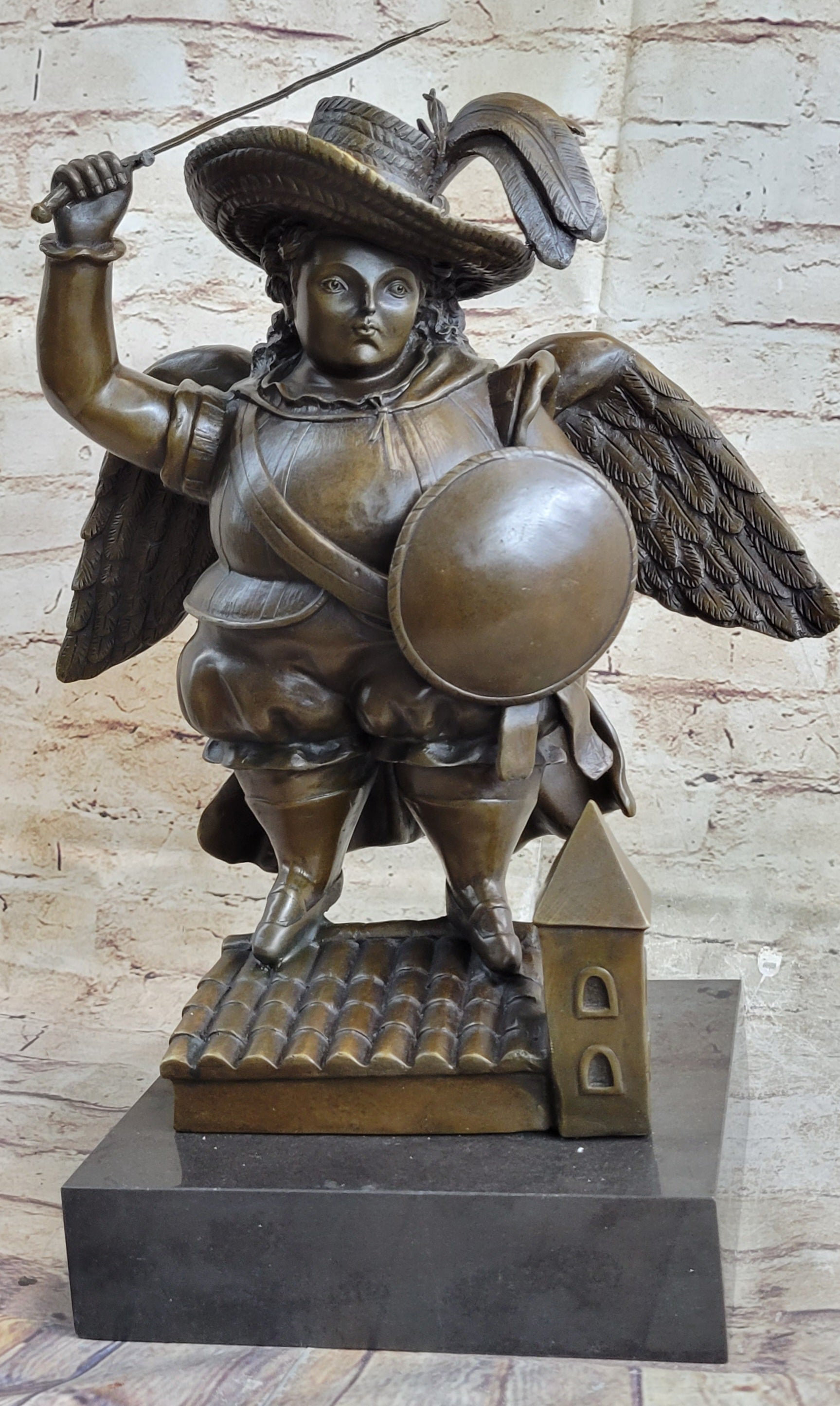 Bronzhaus Fancy Large Archangel With Hat By Fernando Botero Bronze ...