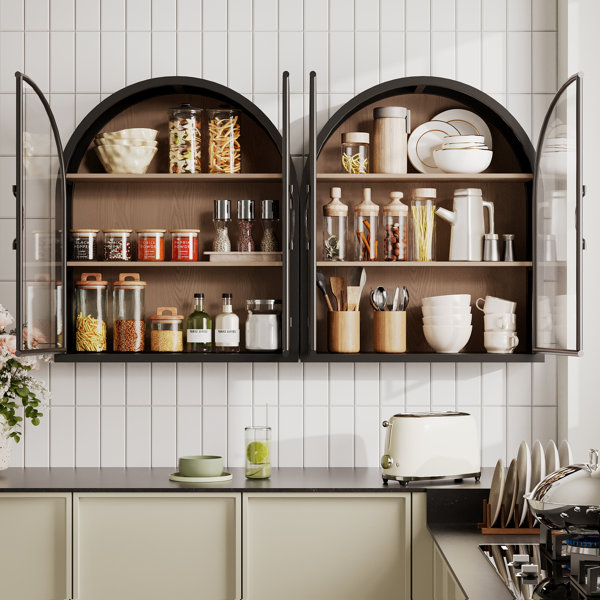 Lark Manor Wall-Mounted Arched Display Cabinet With Tempered Glass ...