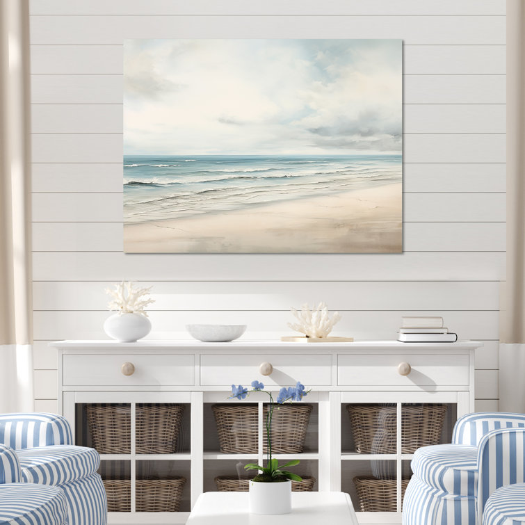 DesignArt " Soft Color Beach Horizon II " on Canvas | Wayfair