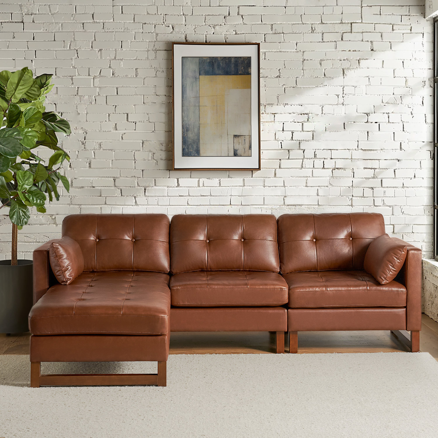 Trent Austin Design® Neven 3 - Piece 100.5'' Mid Century Modern Genuine ...