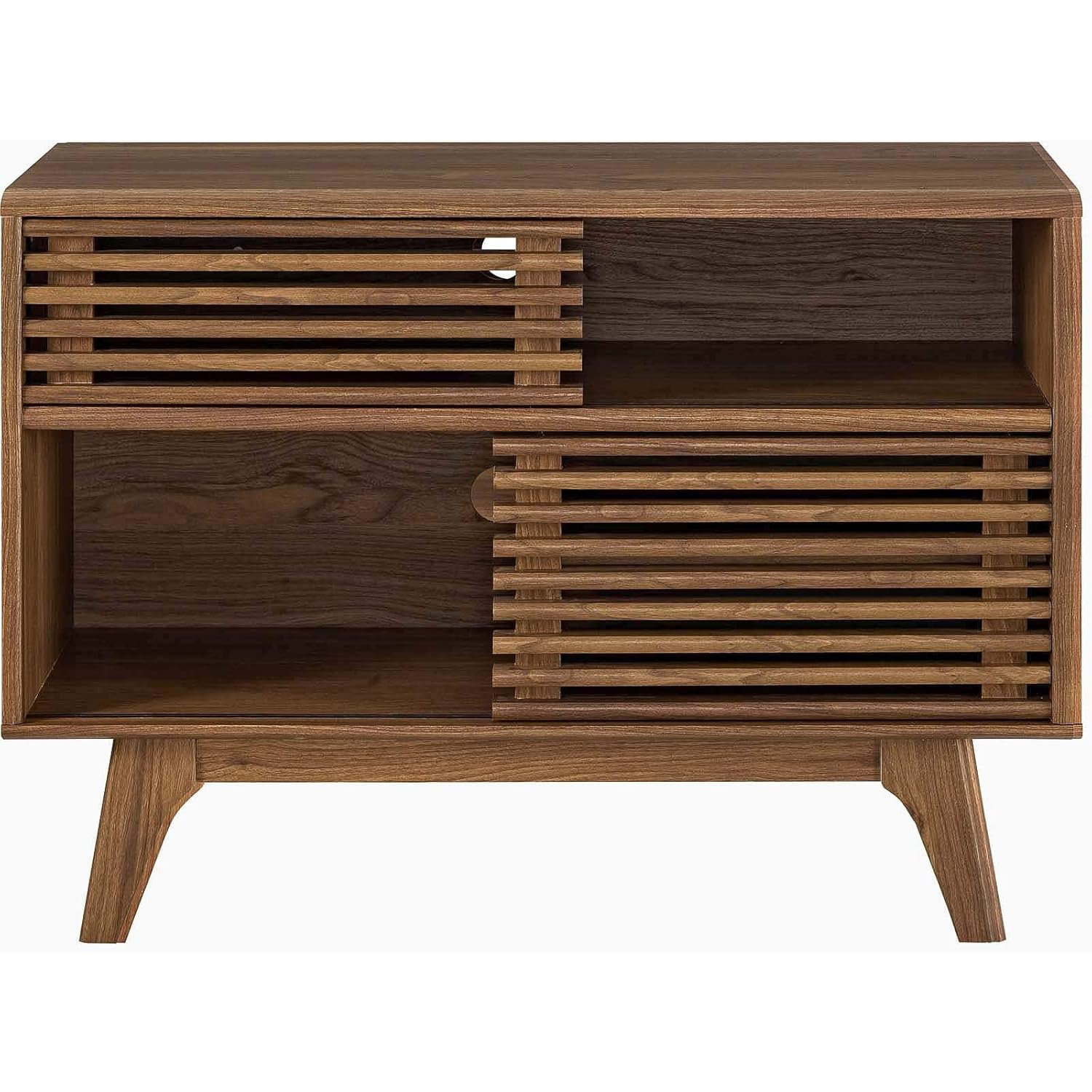 Corrigan Studio Mid-Century Modern Two-Tier Display Stand in Walnut ...