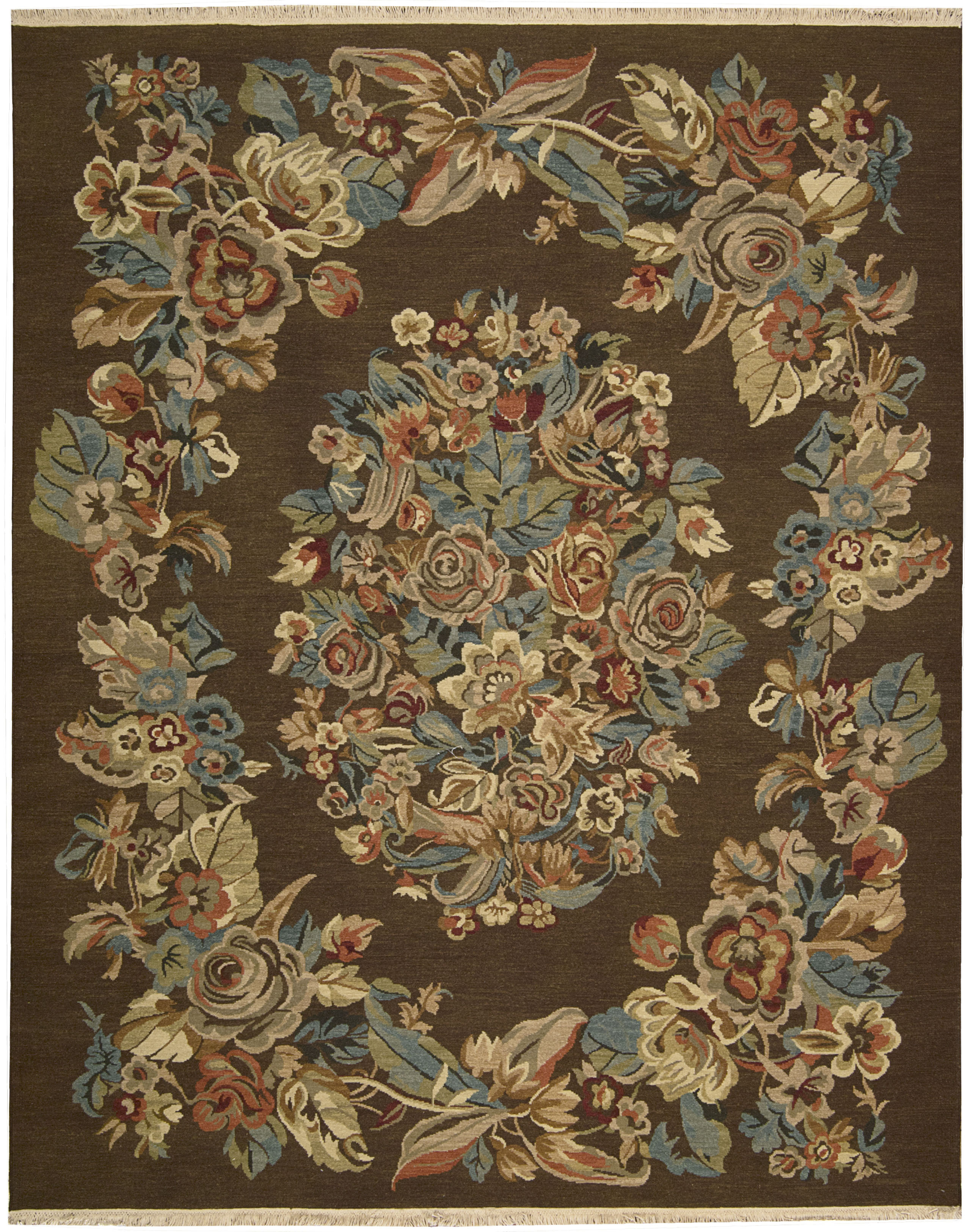Charlton Home Zinvor Floral Encore Handwoven Wool Chocolate Area Rug ...
