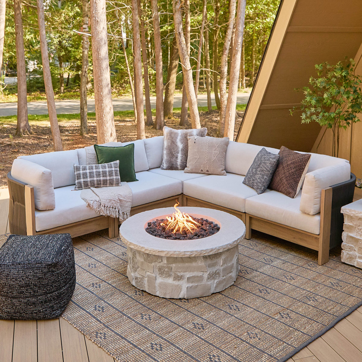 Real Flame Stratton Outdoor 5-Piece Modular Patio Sectional In ...