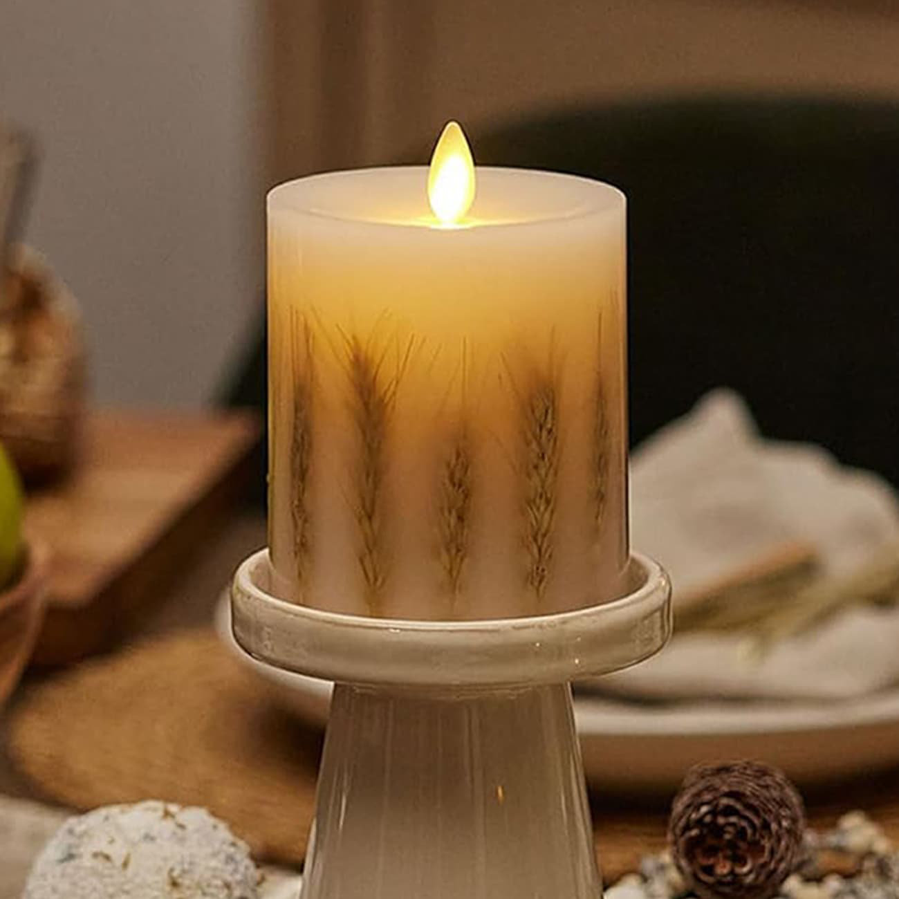 VEENOVA Flameless LED candle, moving flame column, fragrance-free real ...