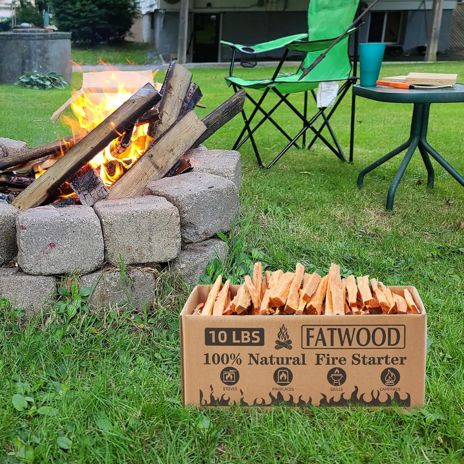 INKEDZ 10 lbs Fatwood Fire Starter Sticks, 100% Natural Kindling ...