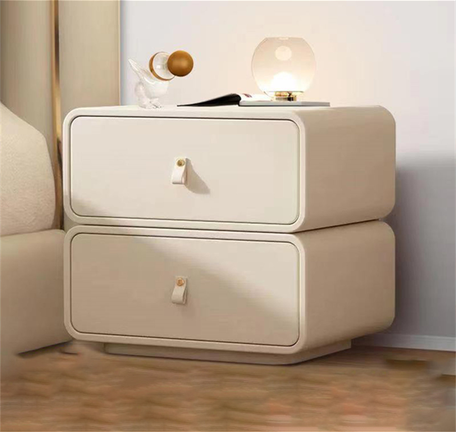 Wrought Studio™ Simple Modern Nightstand with 2 Solid Wood Drawers ...