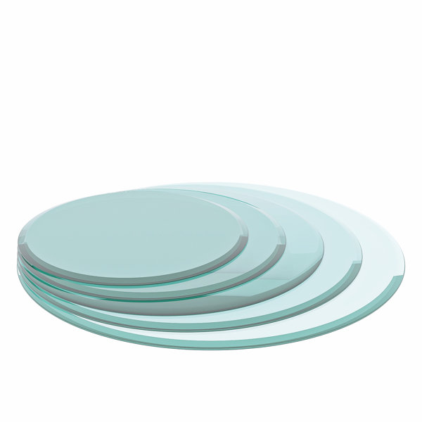 BEAUTME Tempered Glass Circular Micro-beveled Edge Table Top | Wayfair