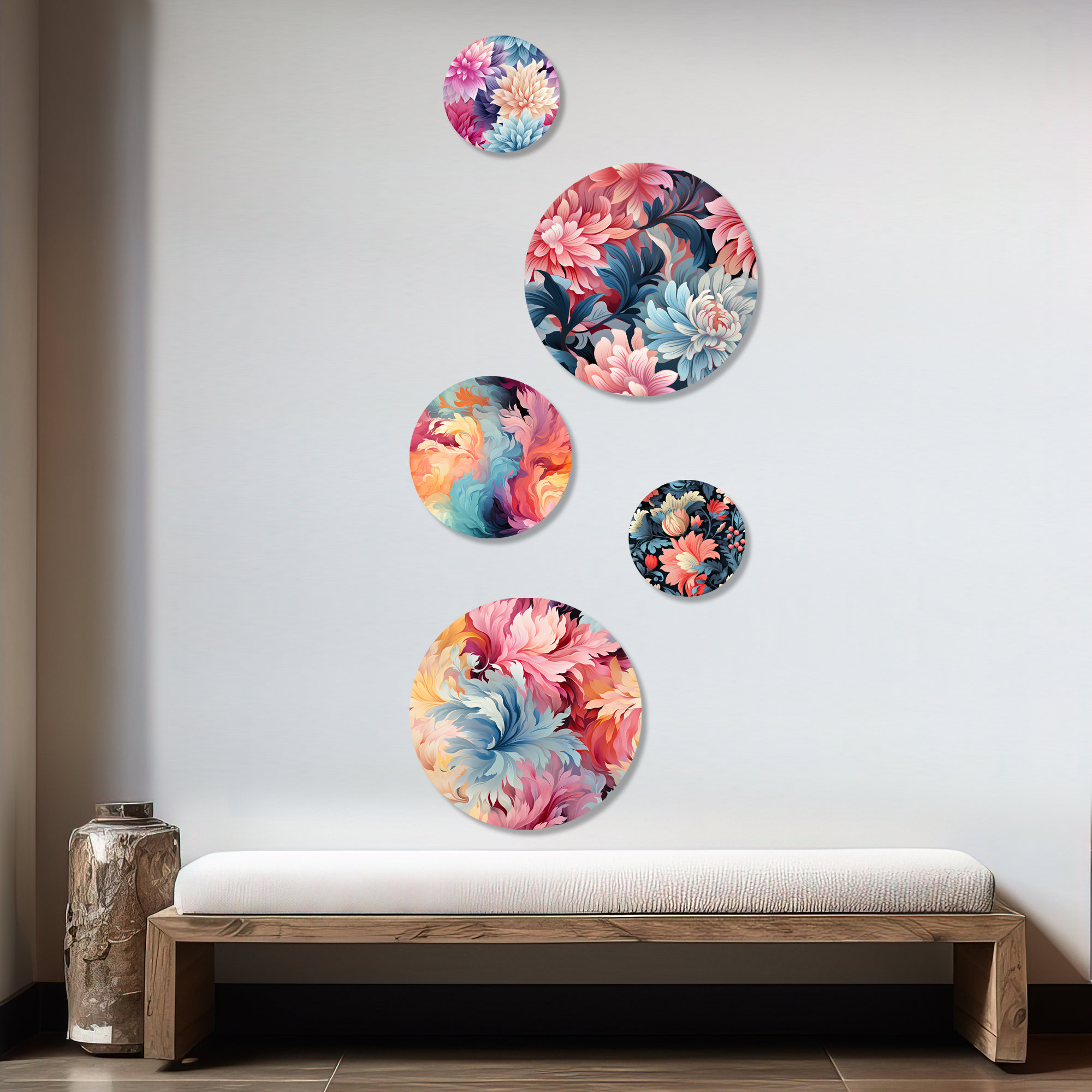 Design Art Painterly Multicolor Damask Stroke - Abstract Abstract Round ...