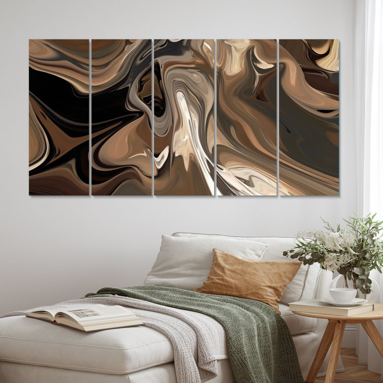 Wrought Studio " Fushion Liquid Glam Art I " 5 - Pieces on Canvas ...