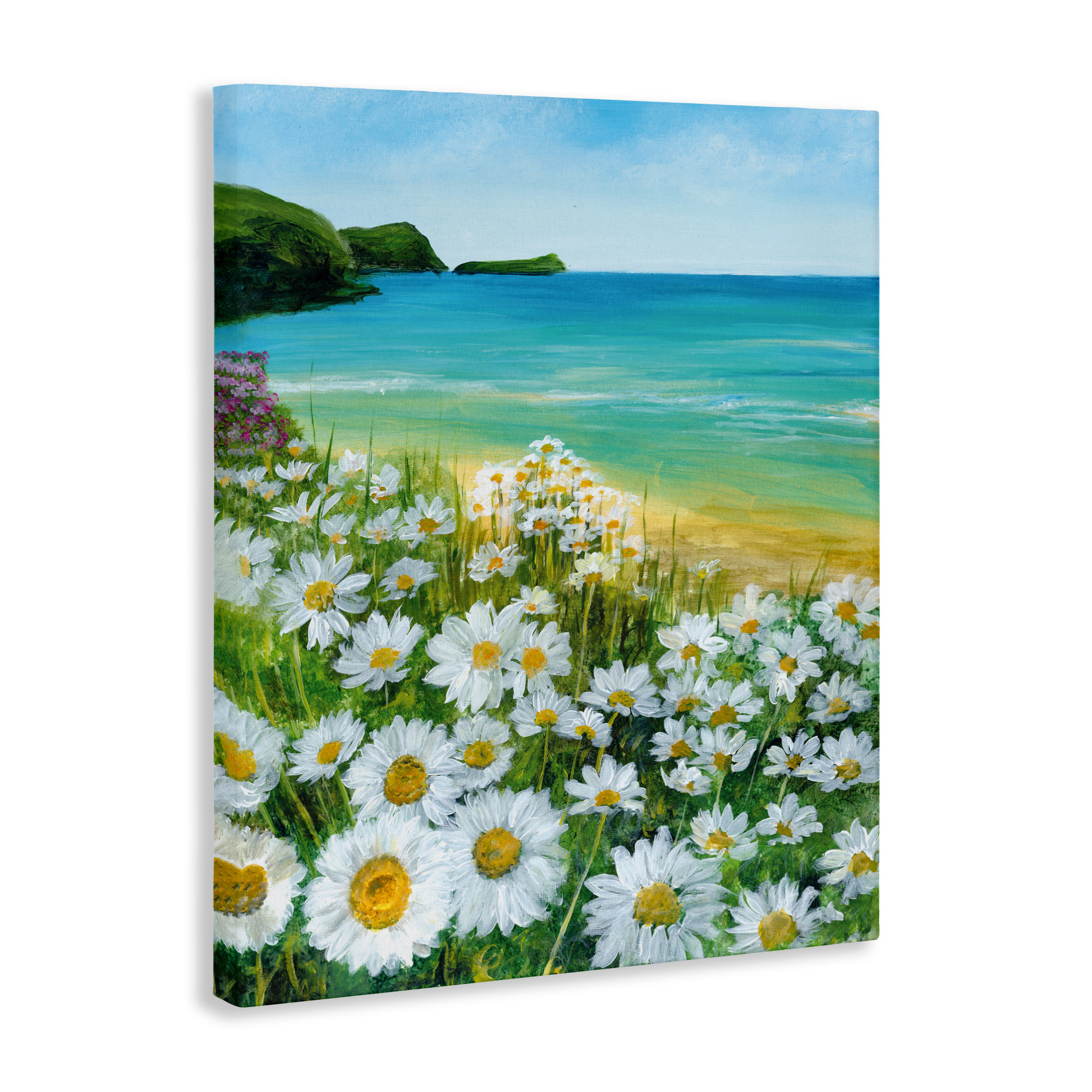 Dovecove Seaside Daisy Meadow Canvas, design by Georgie Harrison | Wayfair