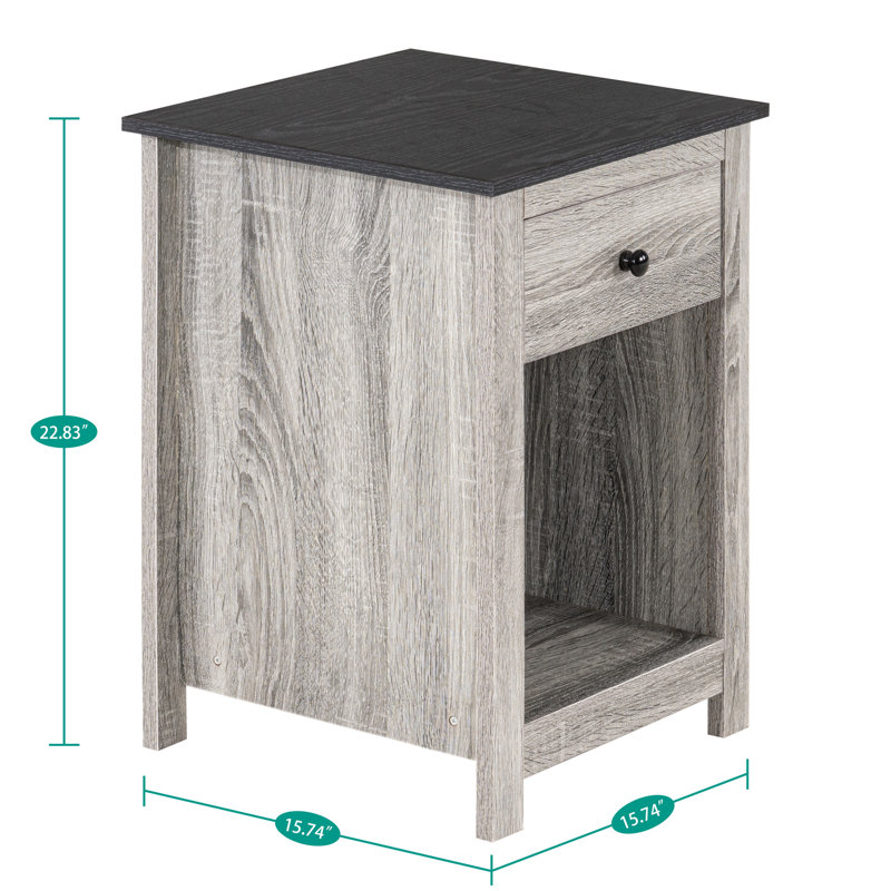 Hokku Designs Dao 2 Tier End Table with Drawer and Storage Cabinet ...