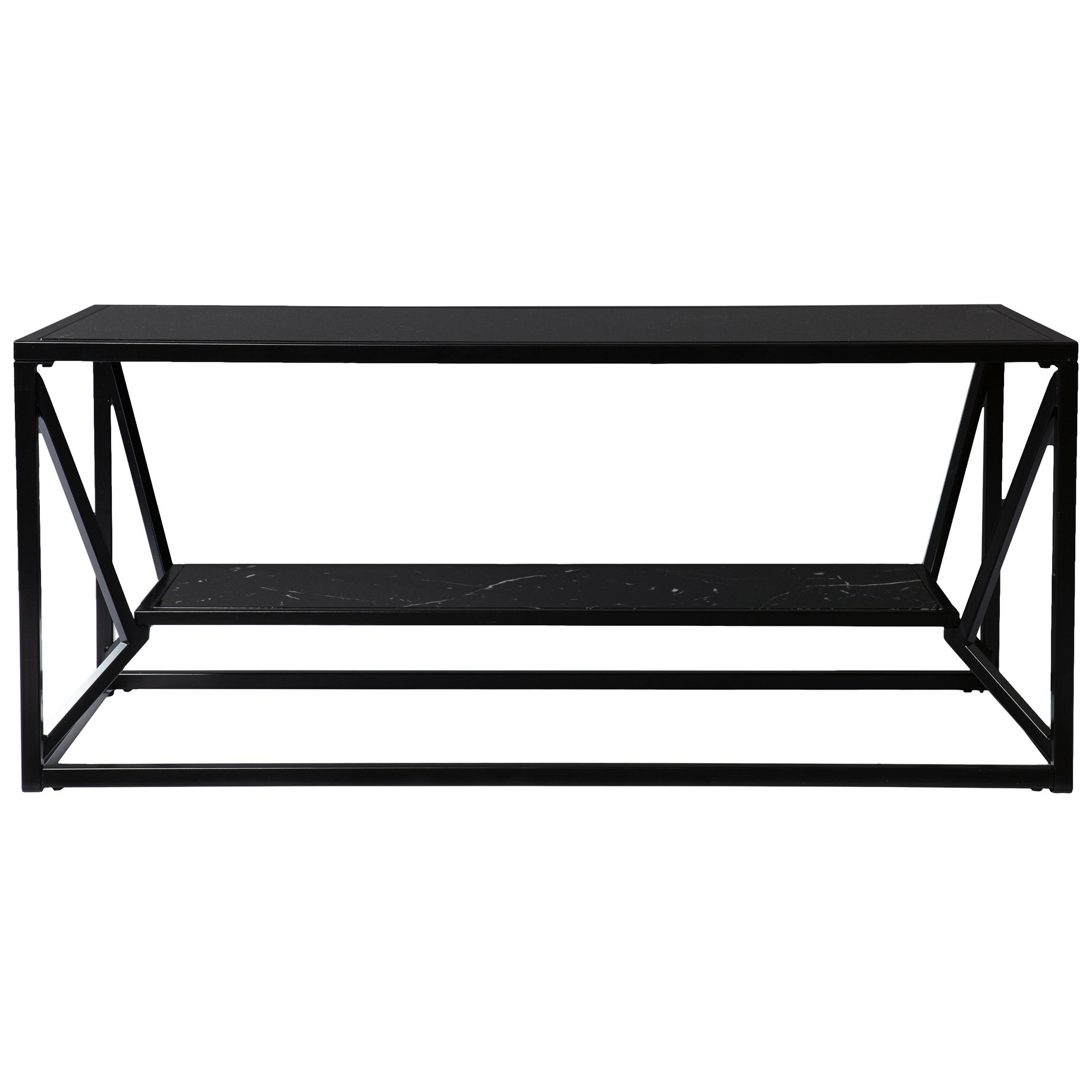 Ivy Bronx Stylish Glass-top Living Area Table With Storage - Black And ...